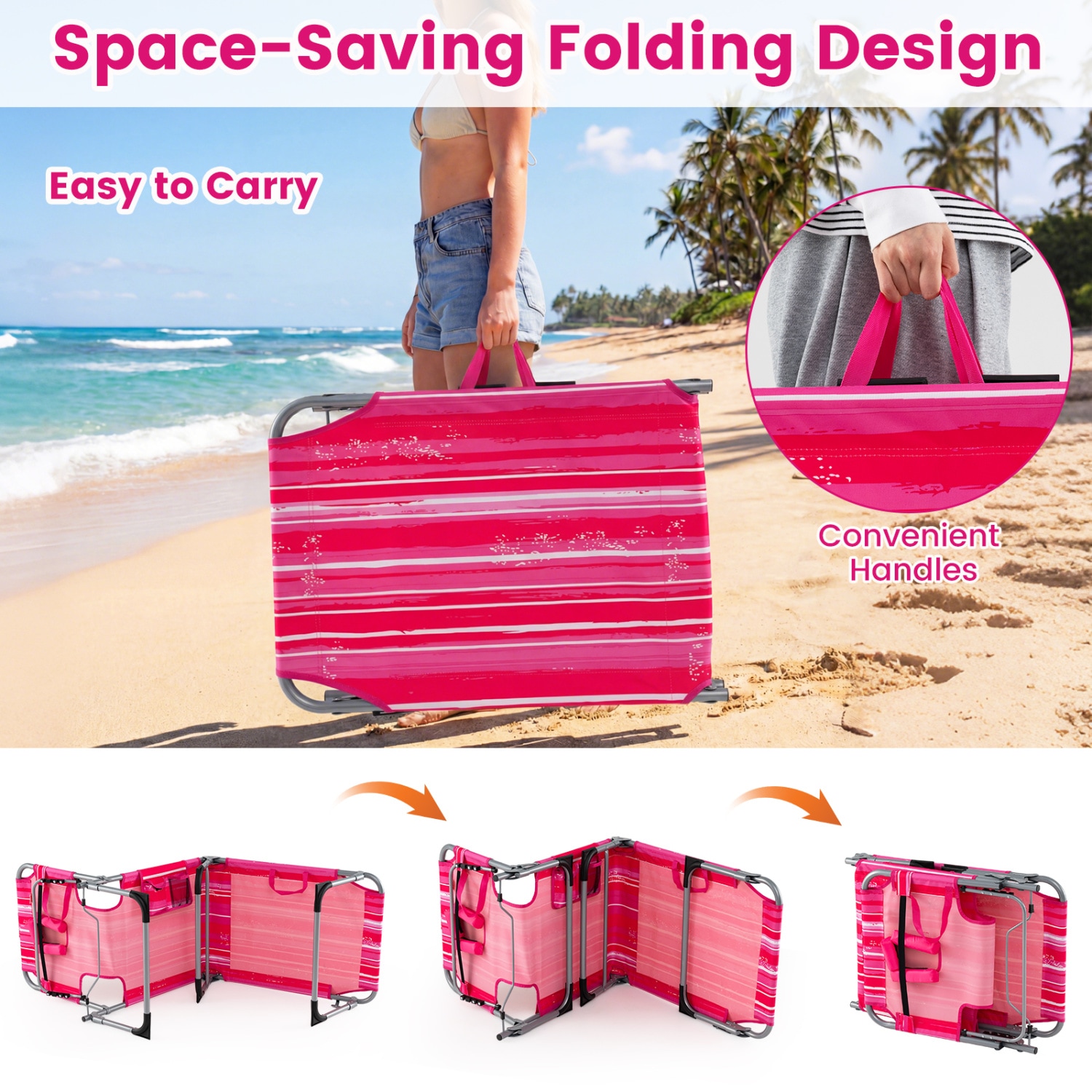 Volenca Folding Tanning Chair with Face and Arm Holes Adjustable ...