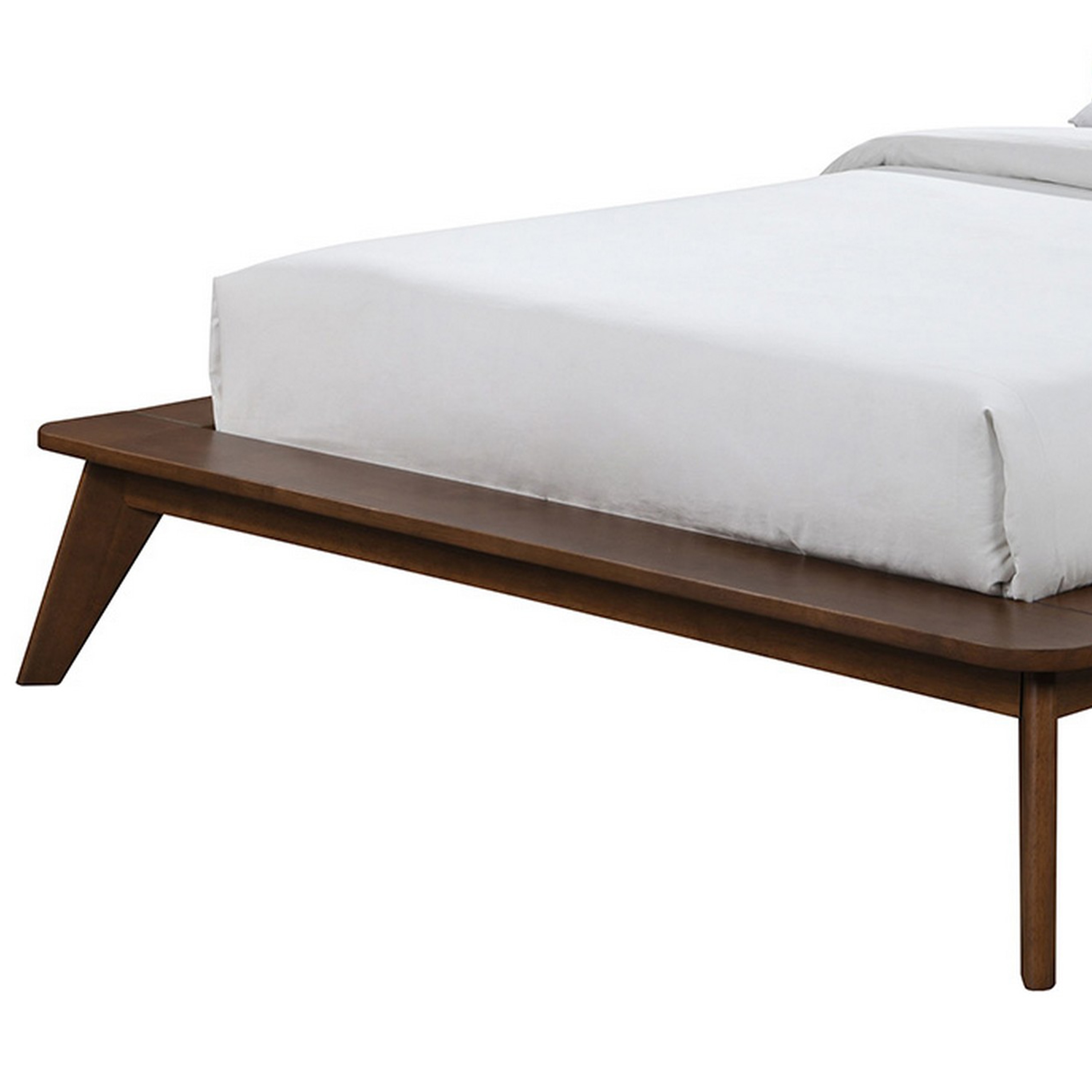 Benzara Linzy Walnut Brown and Beige Wood Frame Queen Size Panel Bed ...