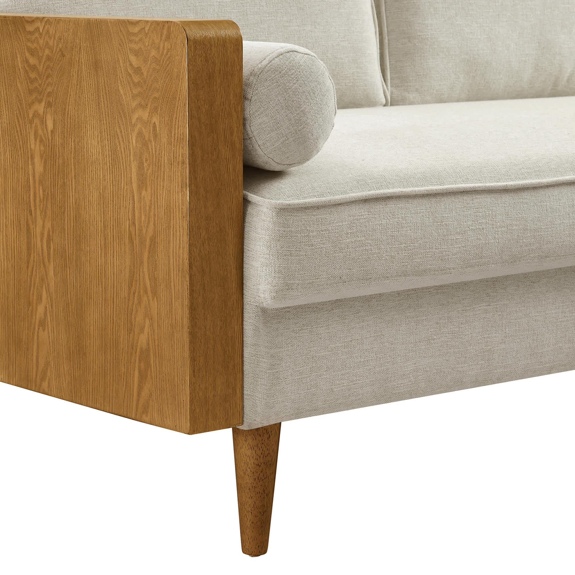 Modway Kellan Heathered Fabric Upholstered Sofa in Walnut Heathered ...