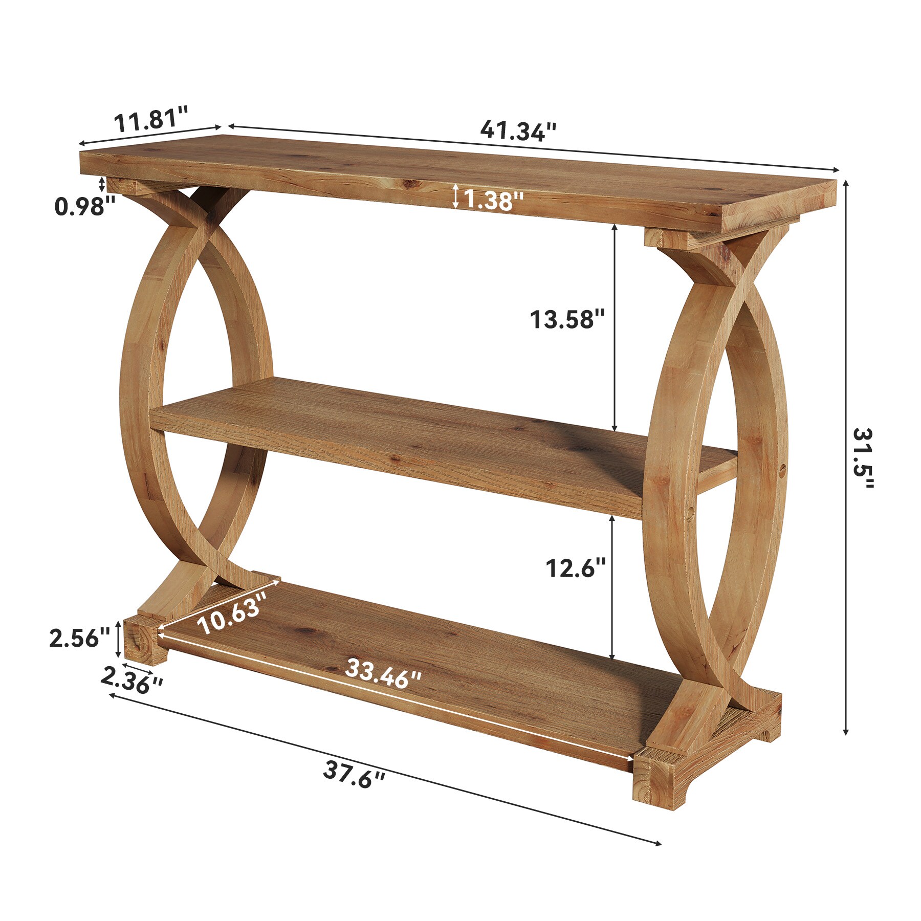 LITTLE TREE 41-Inch Solid Wood Console Table With 3-Tier Storage for ...