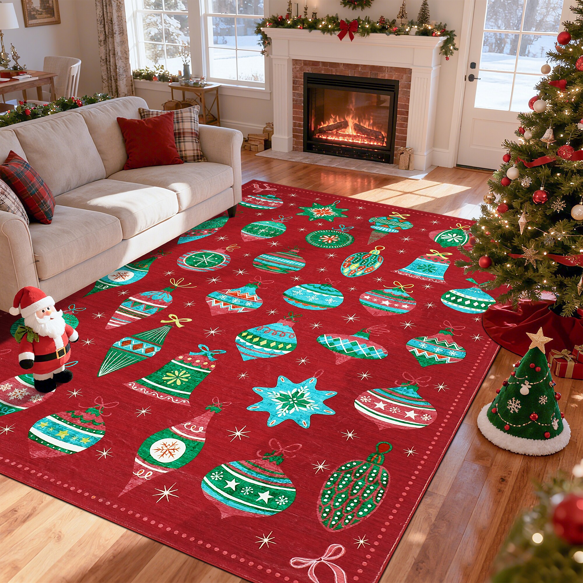 Qeetex 8 x 10 ft Red Christmas Living Room Bedroom Dining Room ...
