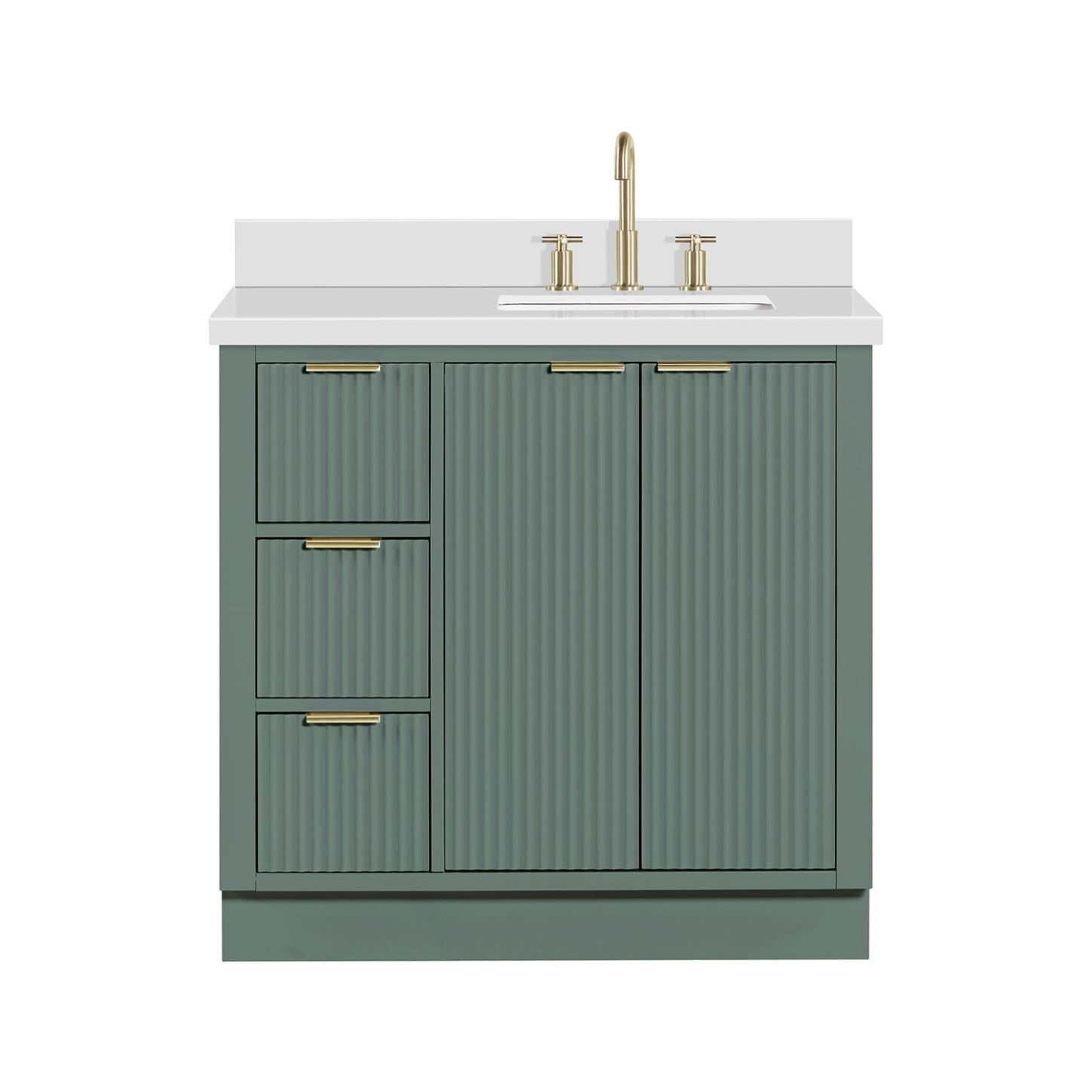 ARIEL Milan 36-in Vintage Green Undermount Single Sink Bathroom Vanity ...