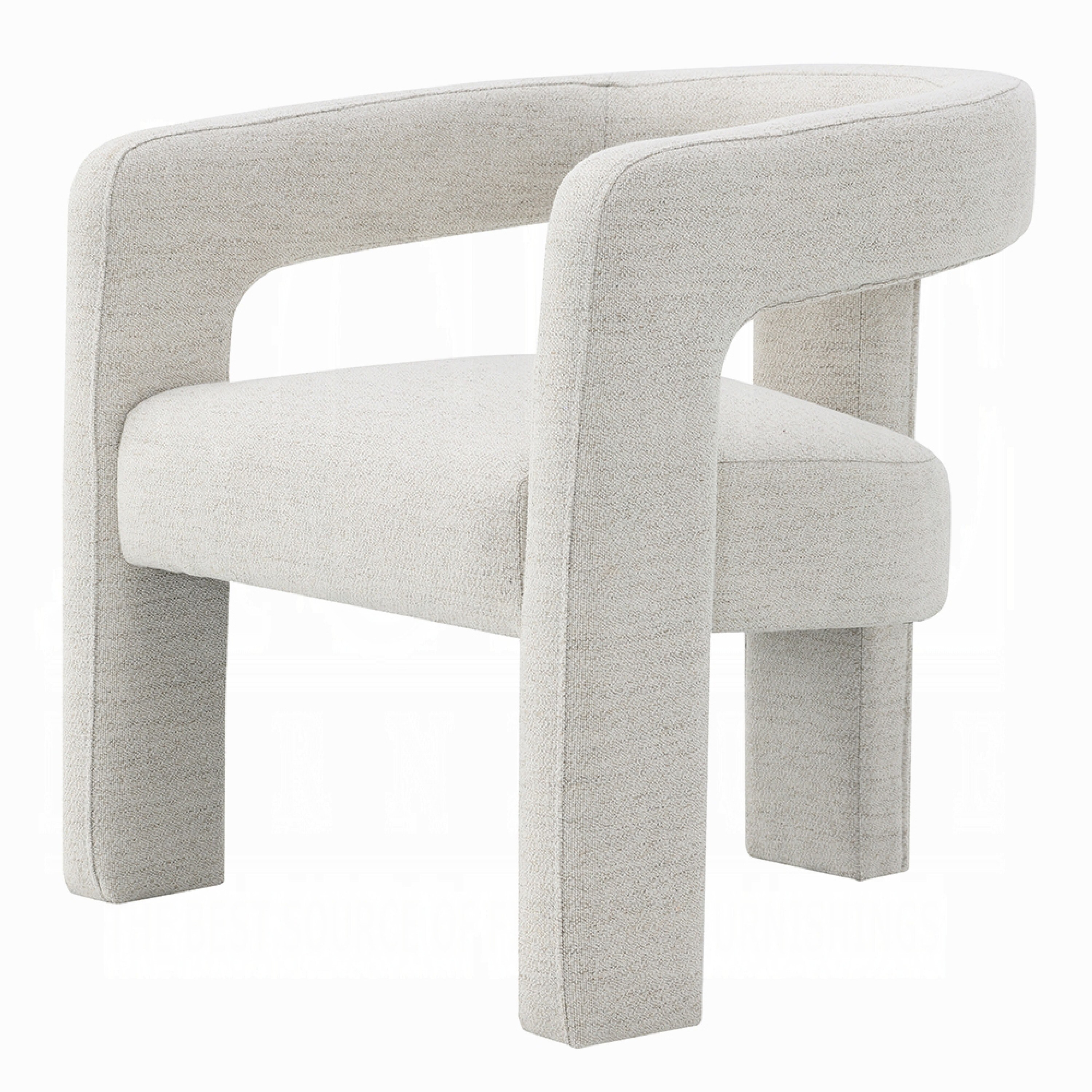 Benzara Side Dining Chair Set of 2-Textured Off White Boucle-Curved ...