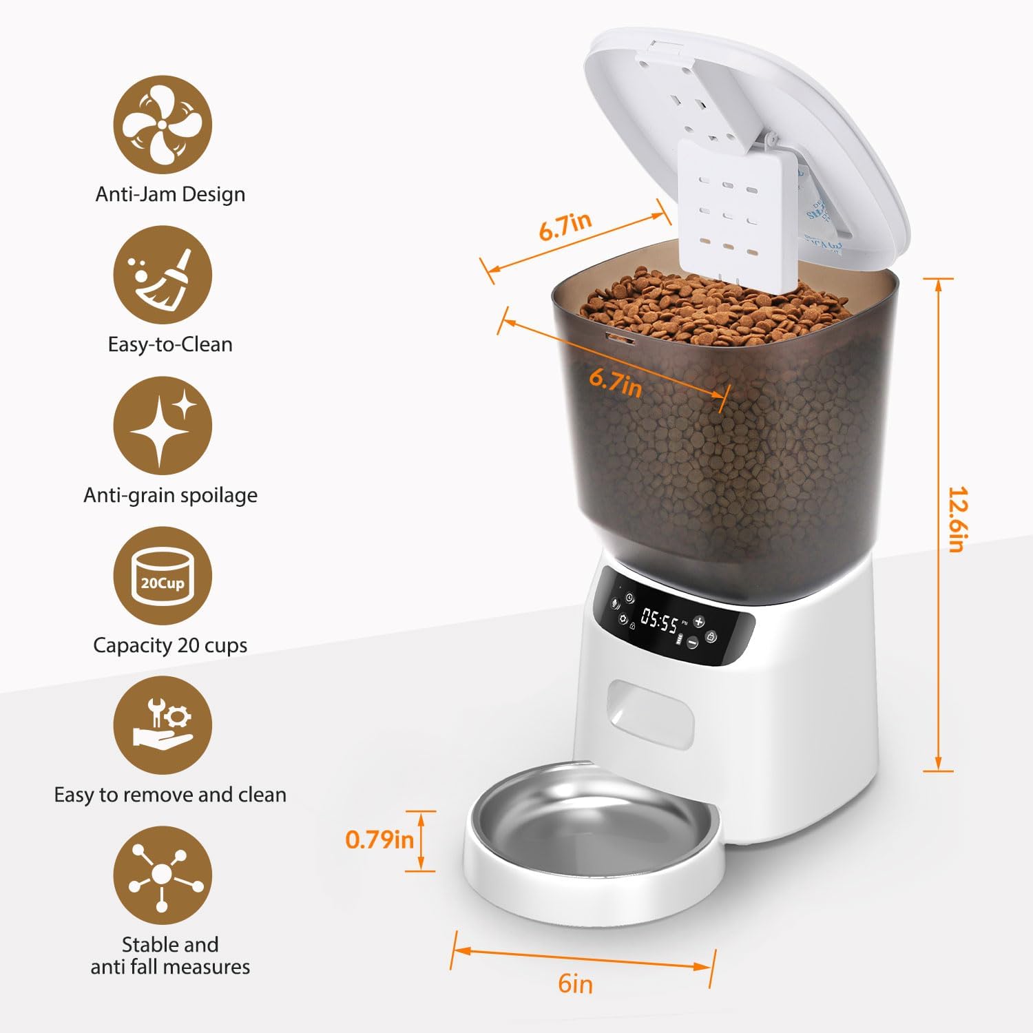 MOUNTO 4L Automatic Cat Feeder Smart Pet Food Dispenser with Stainless ...