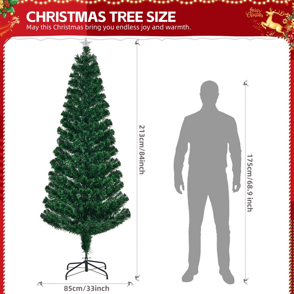 Upsimples 7FT Fiber Optic Christmas Tree 280 PVC Branch Tips Holiday ...
