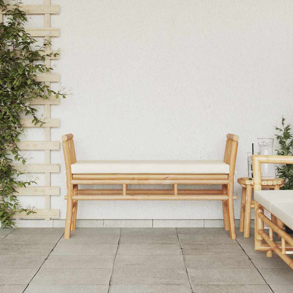 vidaXL Garden Bench with Cushion Brown 43.31 x 14.96 x 25.59 in Bamboo ...