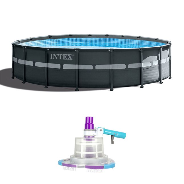 Intex 18-ft x 18-ft x 52-in Metal Frame Round Above-Ground Pool with ... Intex 18-ft x 18-ft x 52-in Metal Frame Round Above-Ground Pool with ...