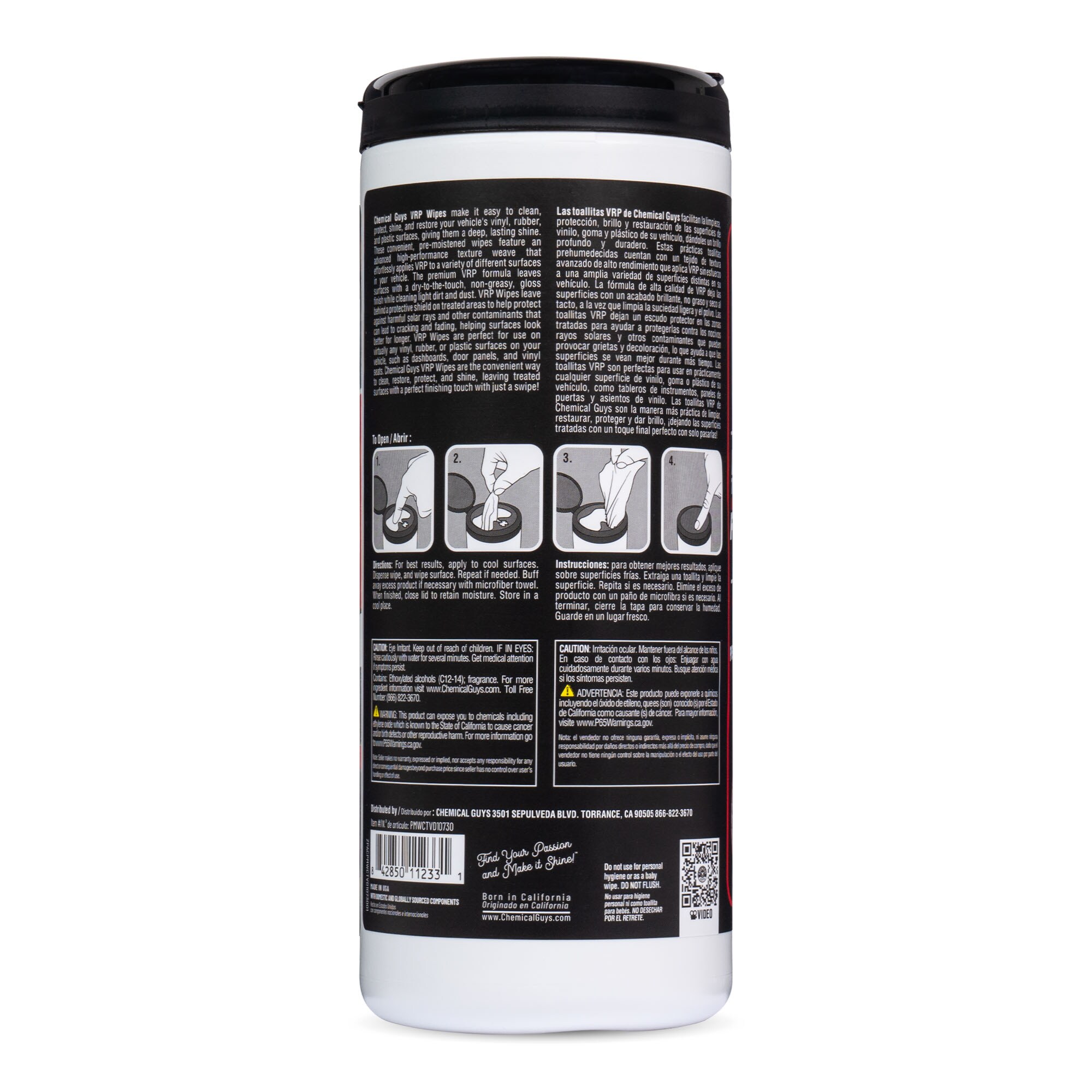 Chemical Guys VRP Vinyl, Rubber, Plastic Shine And Protectant Wipes in ...