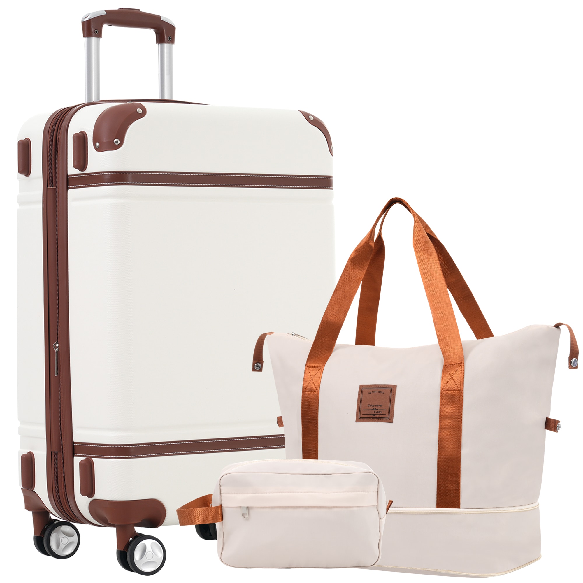 TATAHANCE 28 in. White ABS Lightweight Spinner Suitcase with TSA Lock ...