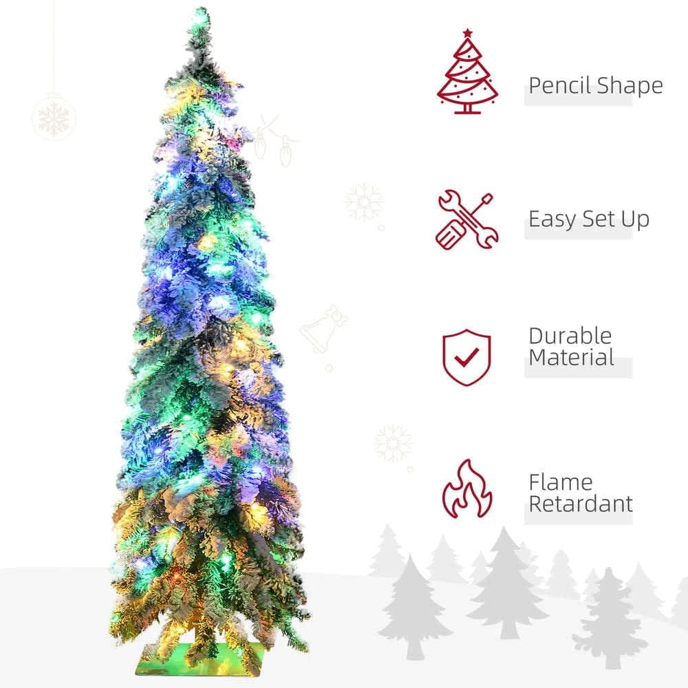 Choco Moon 4ft Slim Artificial Christmas Tree with Snow Frosted ...