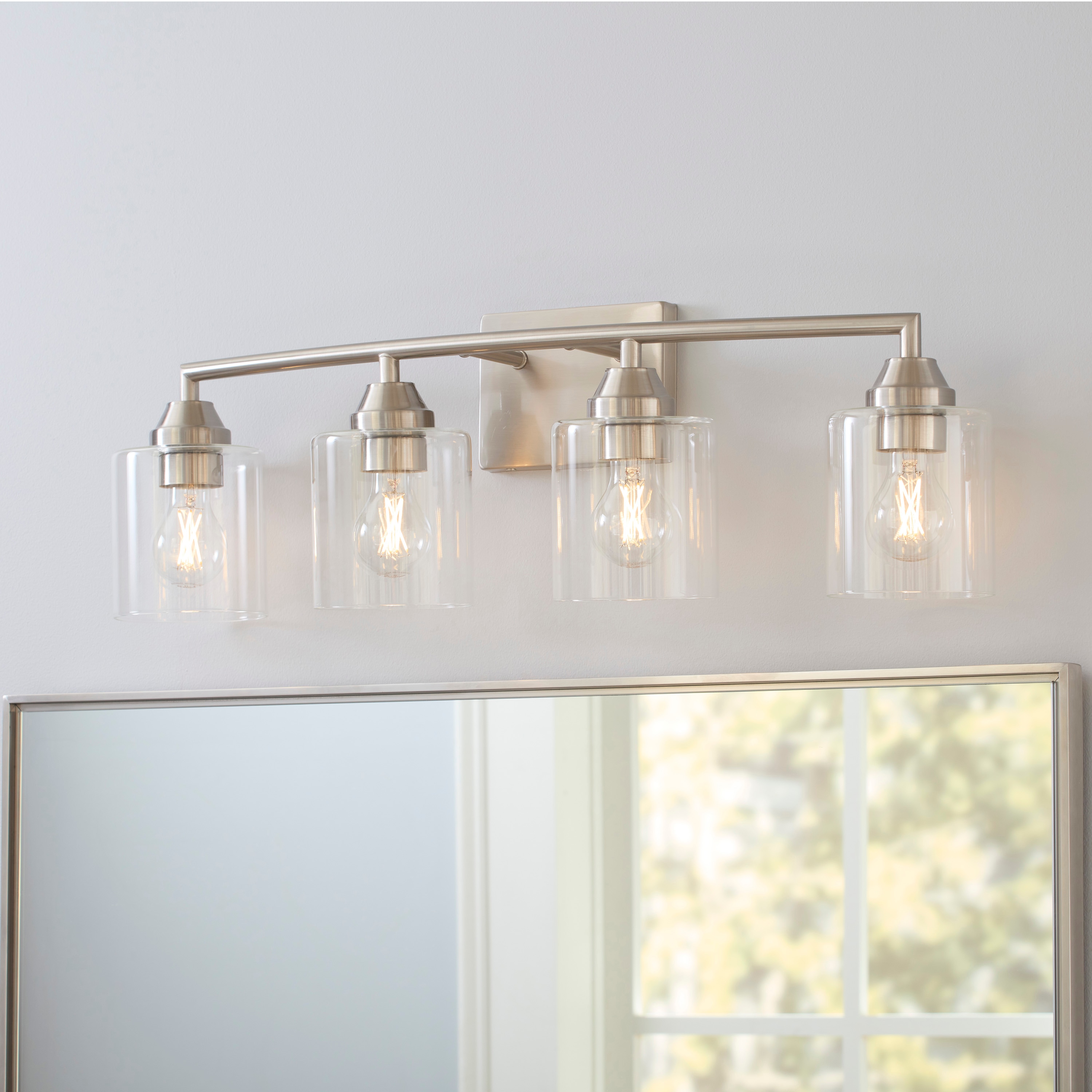 Style Selections 26.75-in 4-Light Brushed Nickel Led, Transitional ...