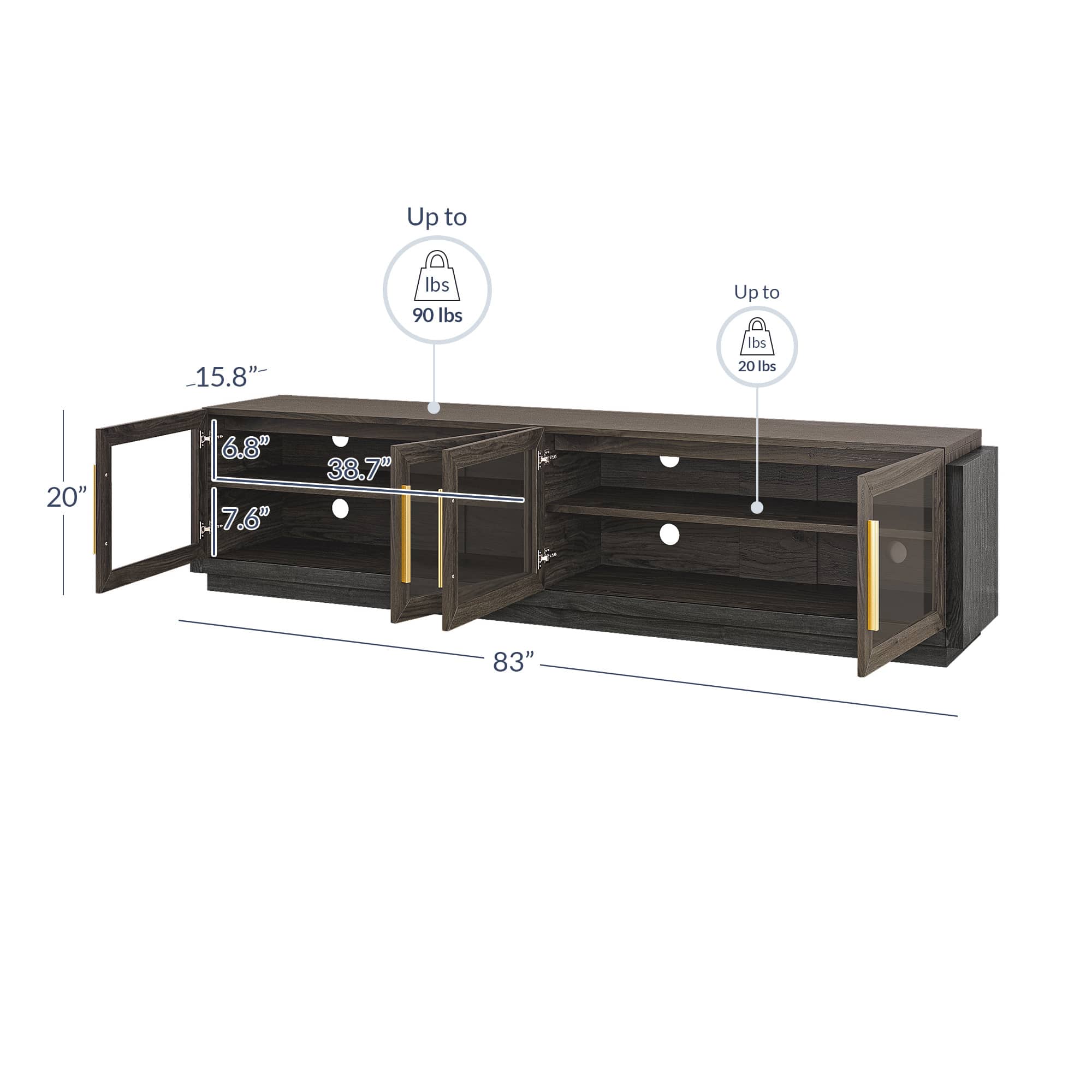 Belleze 83 inch TV Stand for TVs up to 85 inch Modern TV Cabinet and ...