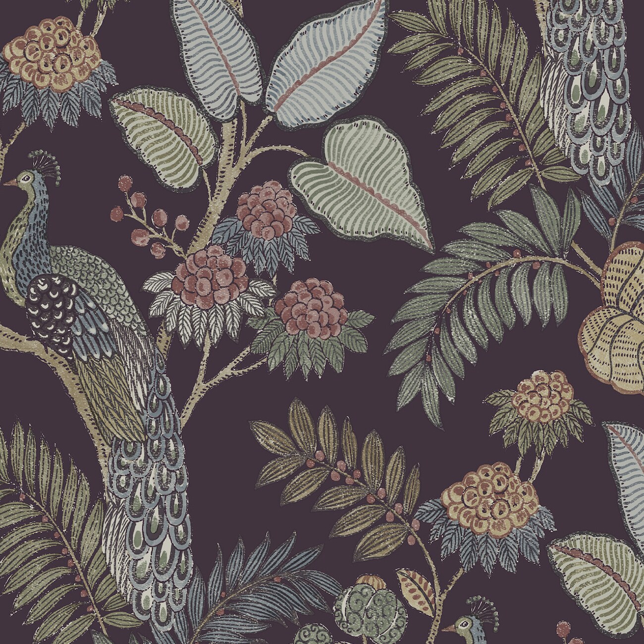 A-Street Prints CLJ x A-Street Prints 56.4-sq ft Plum Non-woven Birds ...