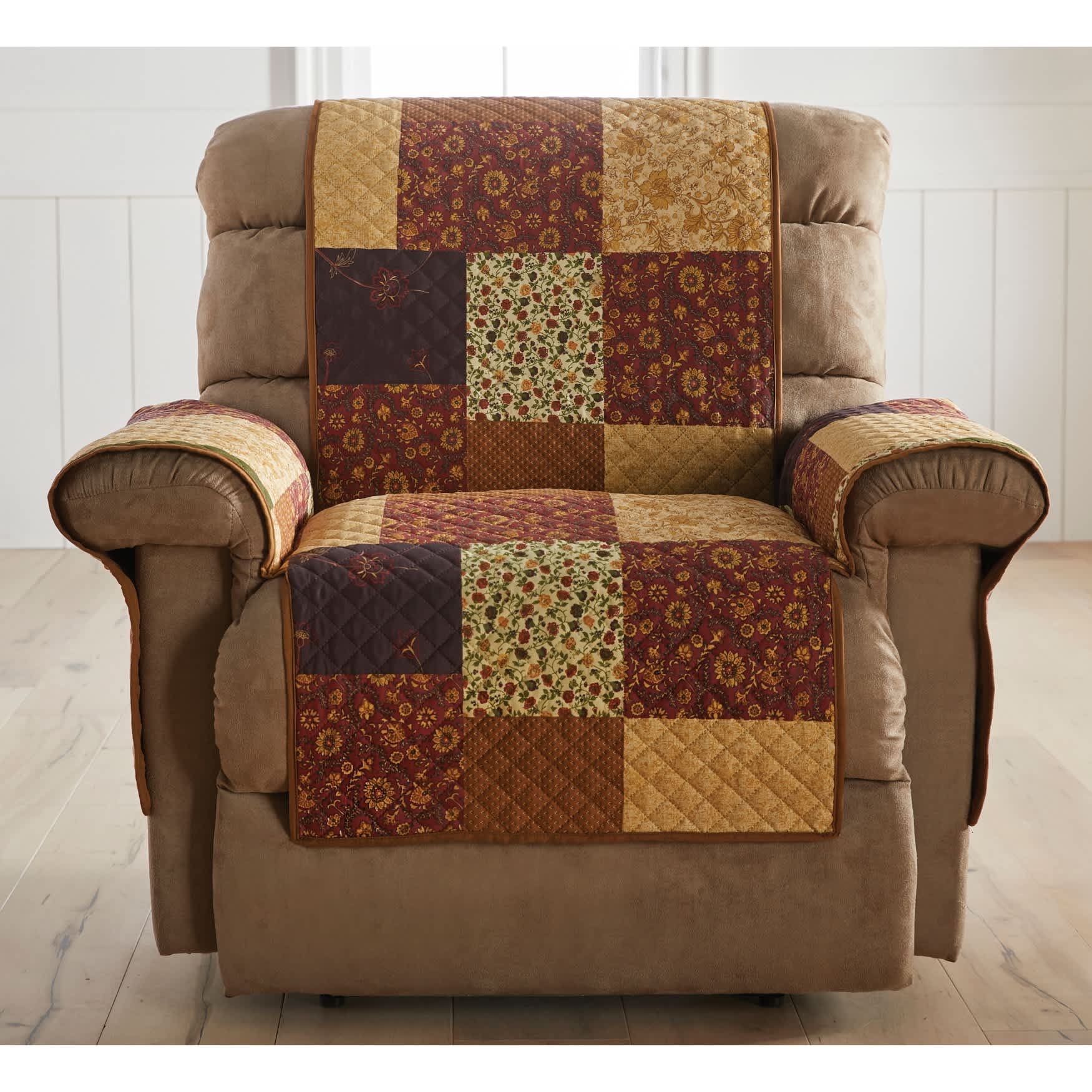 BrylaneHome Printed Faux Patchwork Recliner Protector in the Slipcovers ...