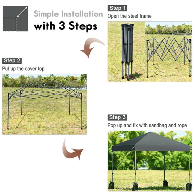 Mondawe 8-ft x 8-ft Square Gray Metal Steel Roof Pop-up Gazebo in the ... Mondawe 8-ft x 8-ft Square Gray Metal Steel Roof Pop-up Gazebo in the ...
