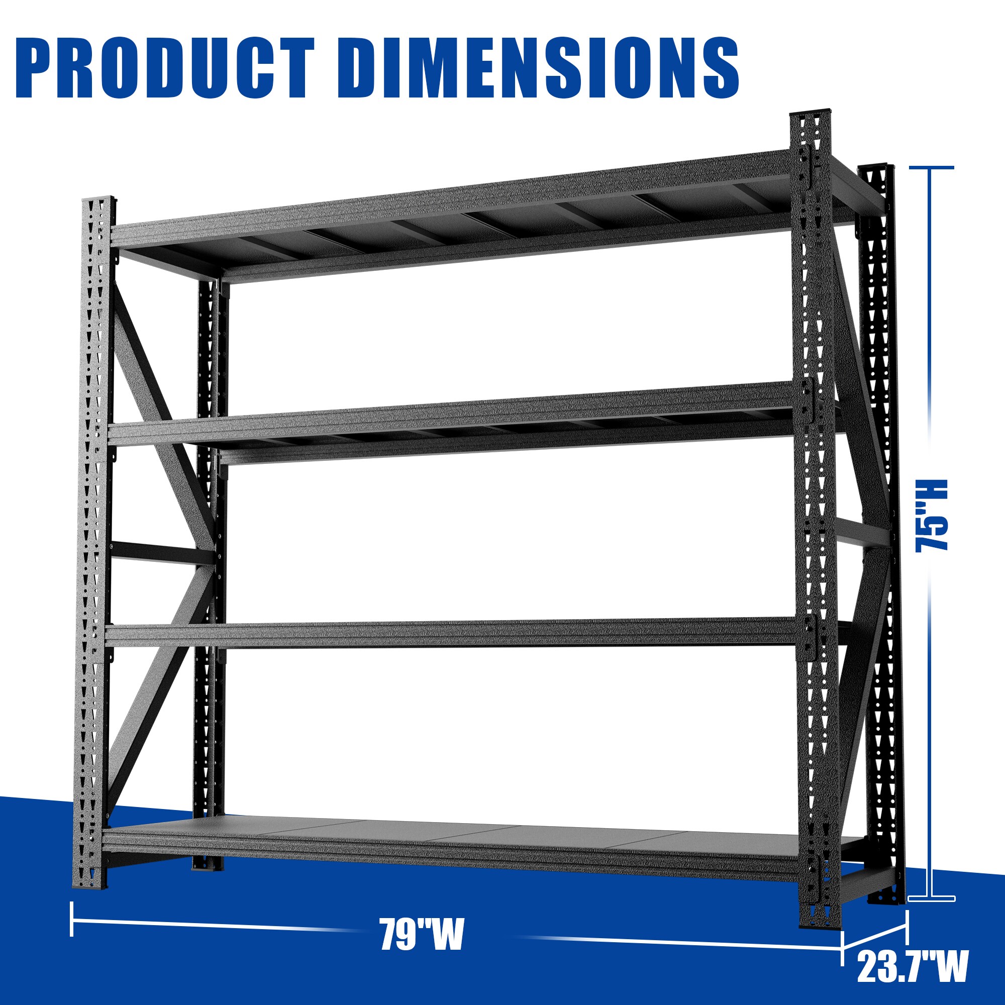 Kahomvis Heavy Duty Metal Adjustable Garage Shelves Industrial Shelving ...