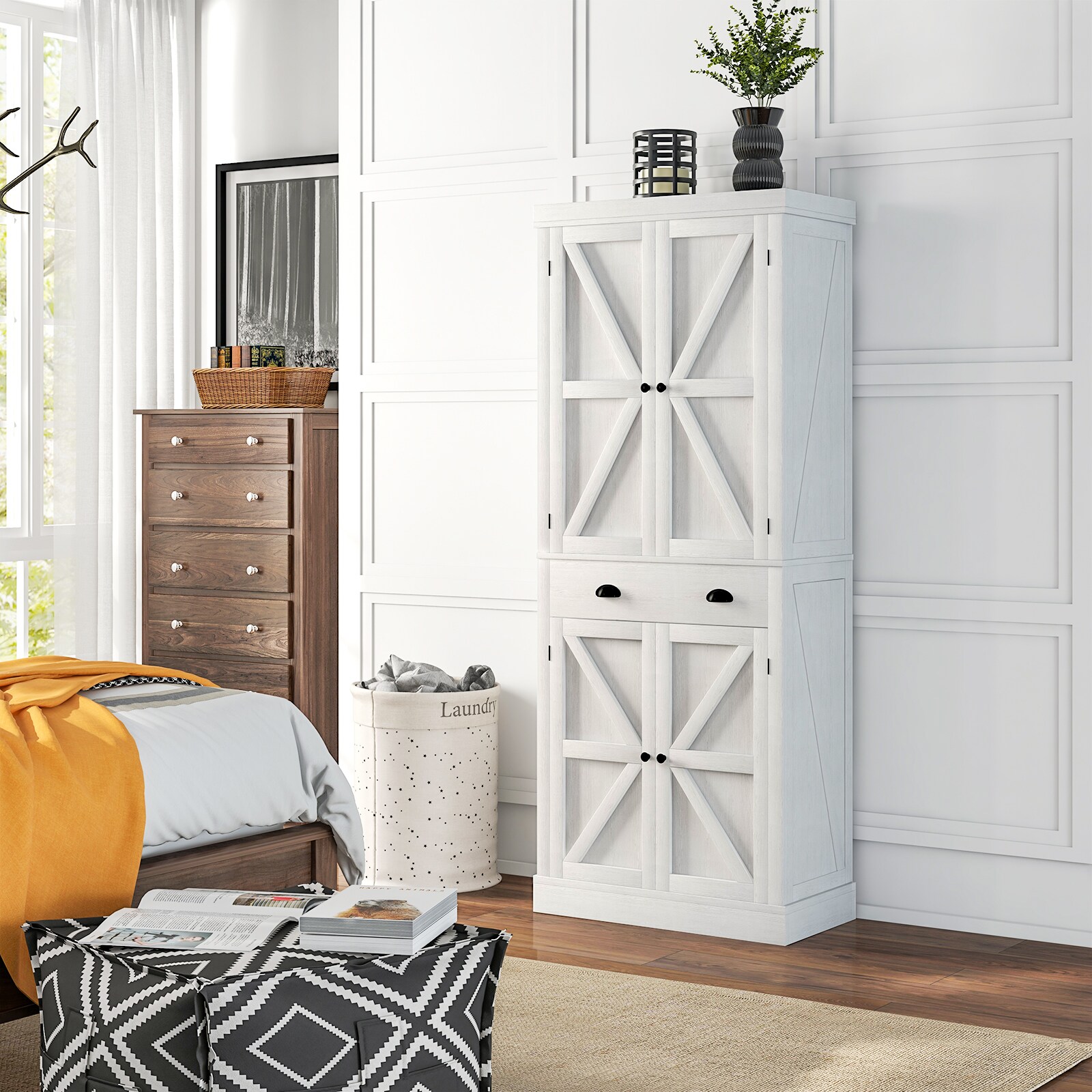 AOXUN Contemporary/Modern White Pantry in the Dining & Kitchen Storage ...