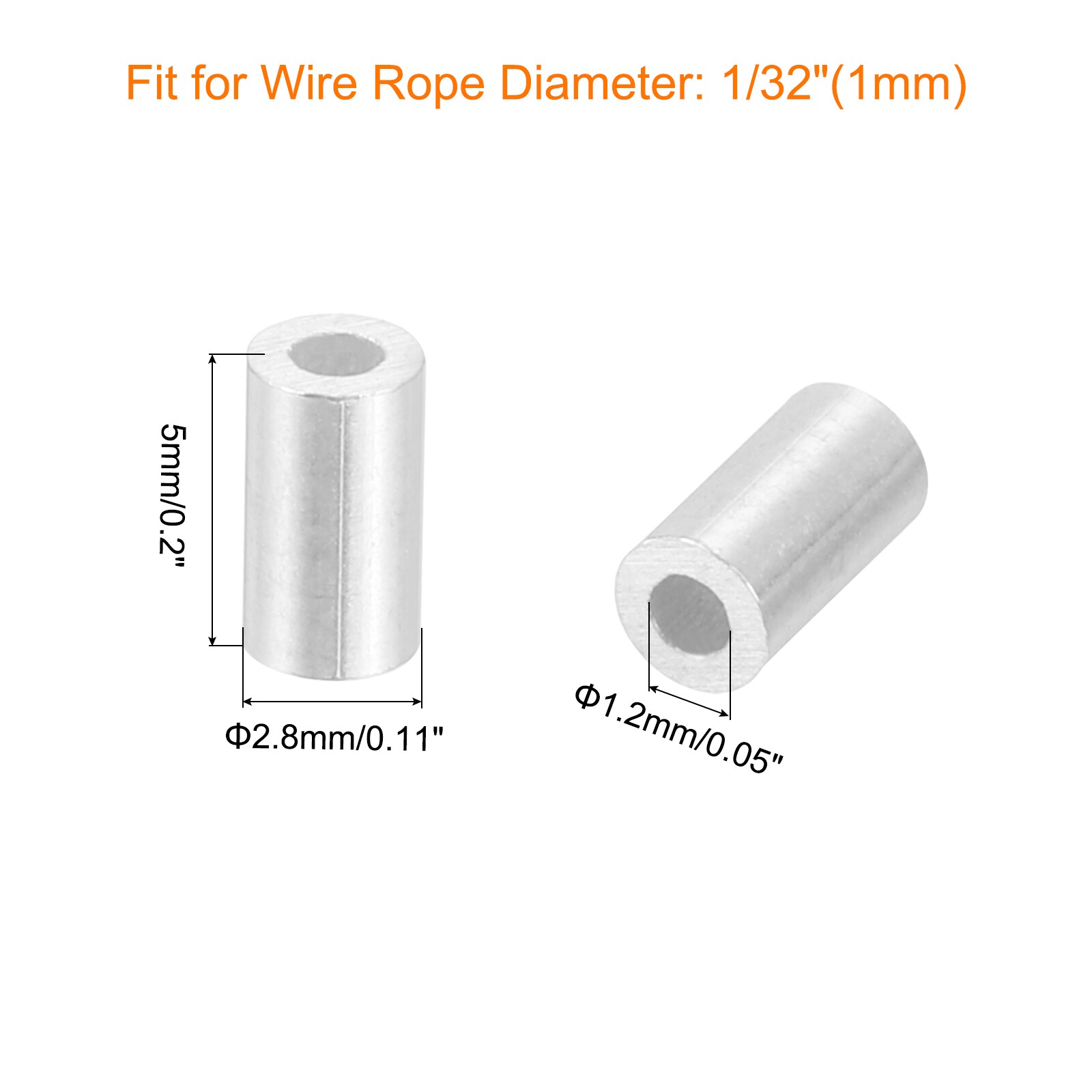 Unique Bargains 120pcs Aluminum Crimping Loop Sleeve for 1/32 Inch ...