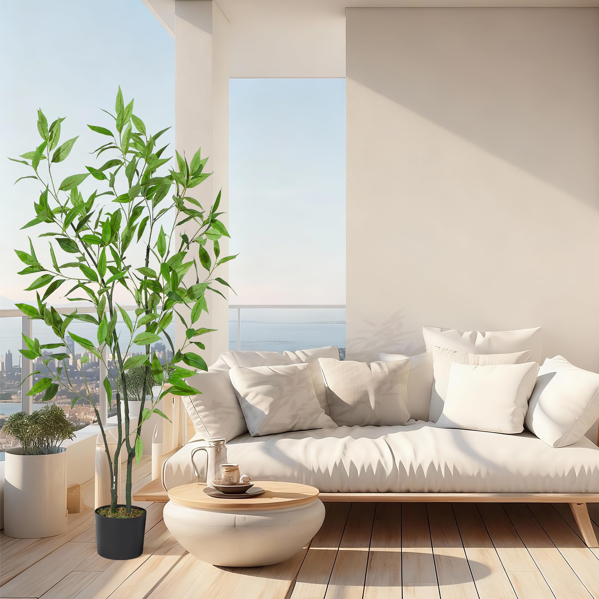 GarveeLife Artificial Eucalyptus Tree Tall Faux Eucalyptus Plant with ...
