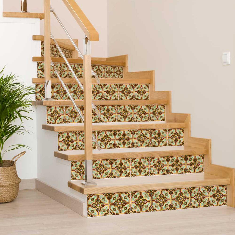 HomeRoots 12 inch X 12 inch Yellow and White Gloria Removable Peel and ...