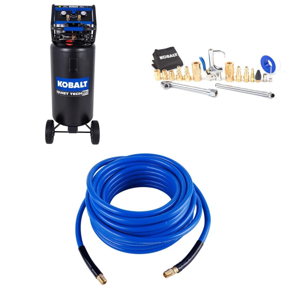 Shop Kobalt 26-Gallon Quiet Tech Air Compressor Kit with 50-ft Hose ...