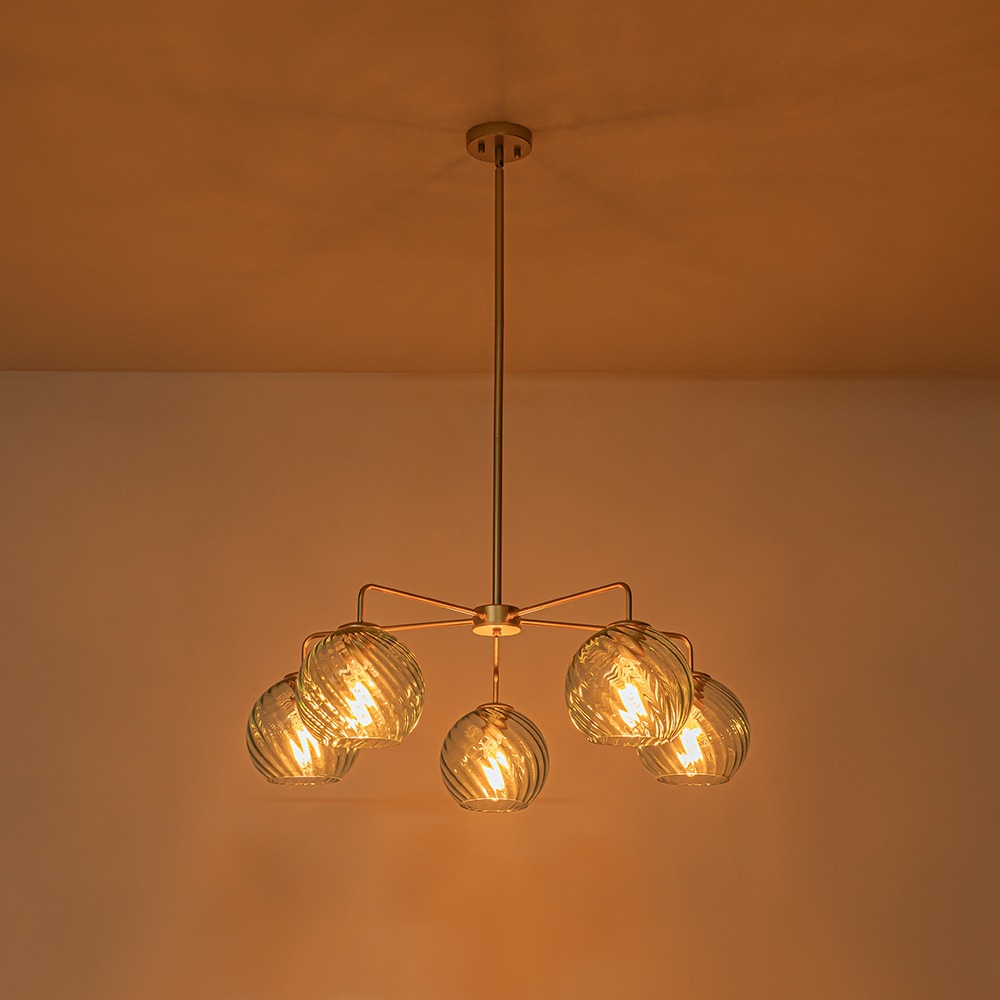 Zicbol 5 -Light Multiple finishes Gold Indoor Tinted glass Glass Metal ...