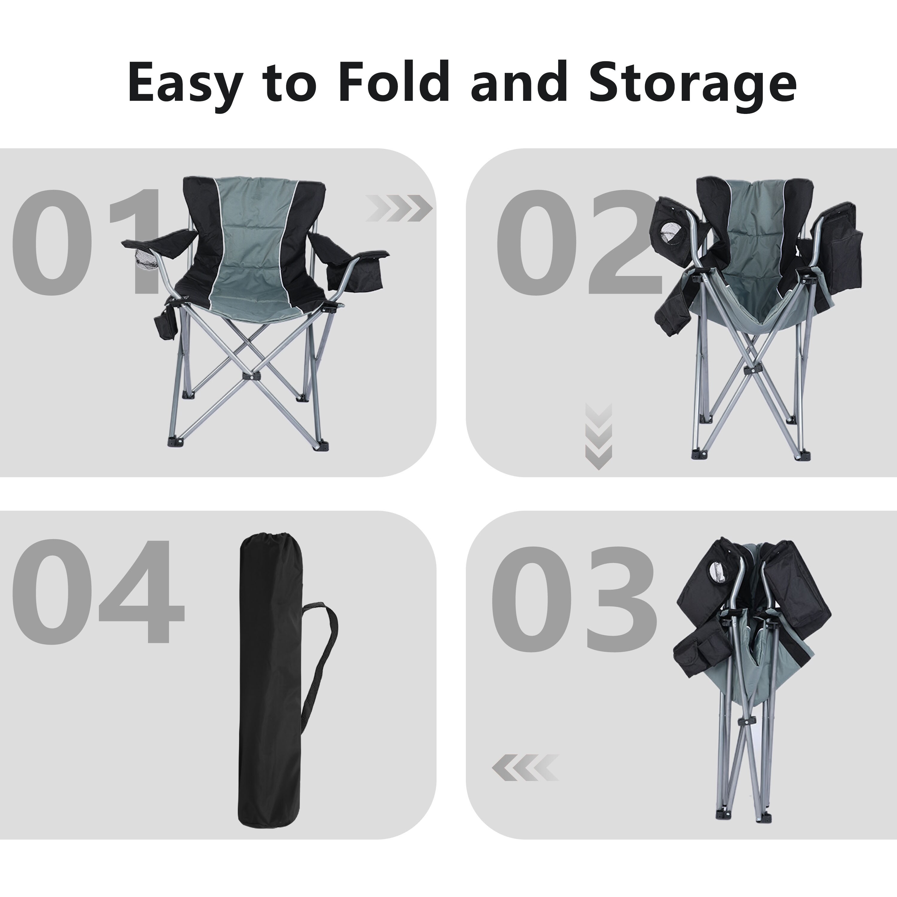 LIVIZA Polyester Gray Folding Camping Chair GIG-CC68183GR at Lowes.com