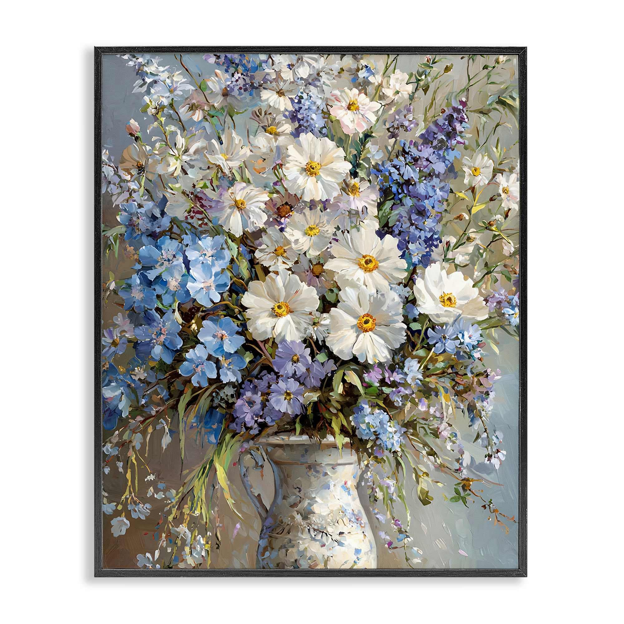 Stupell Industries Flowers in Chinoiserie Vase Black Framed Giclee Art ...