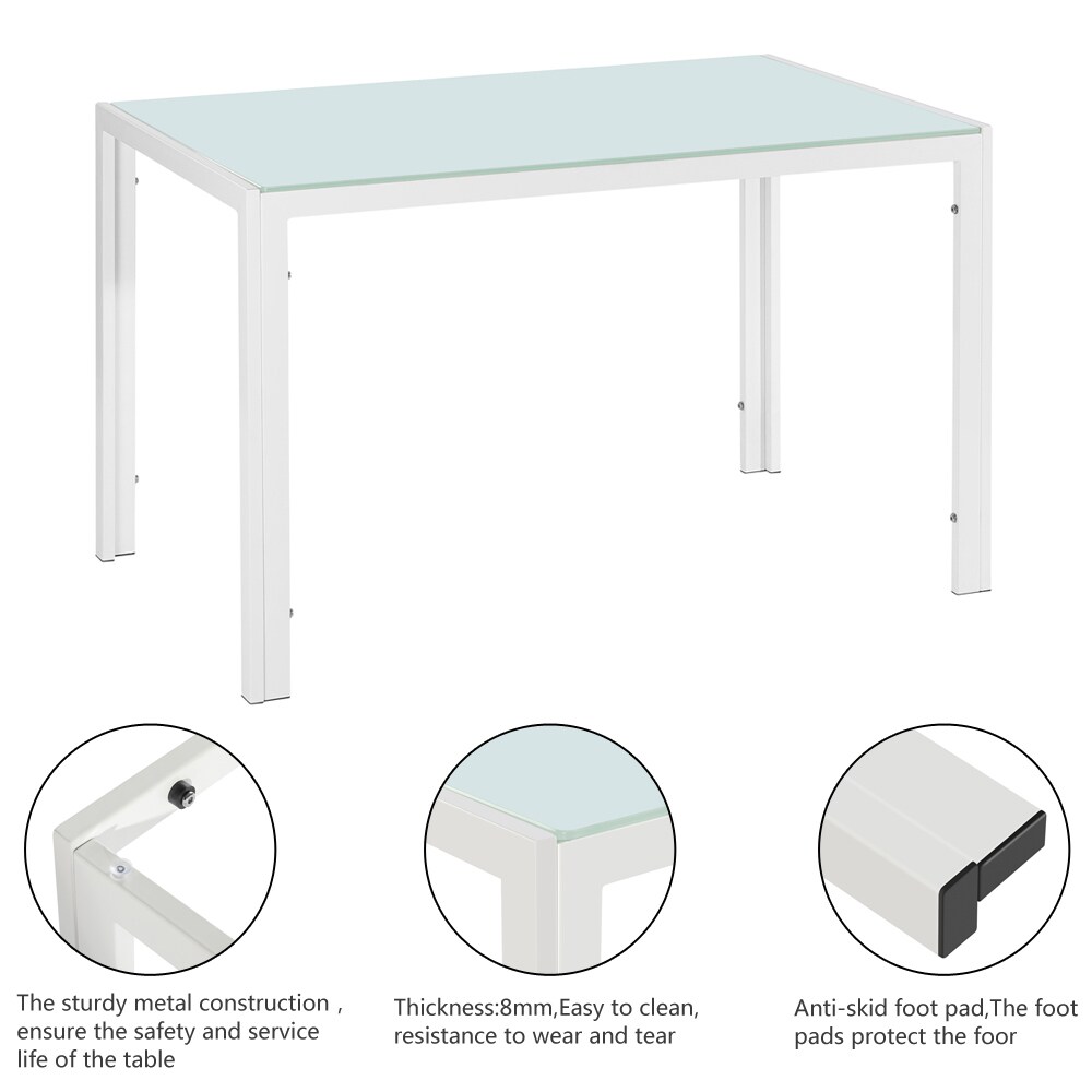 Winado Contemporary/Modern Dining Table, Glass Top with Metal Steel ...