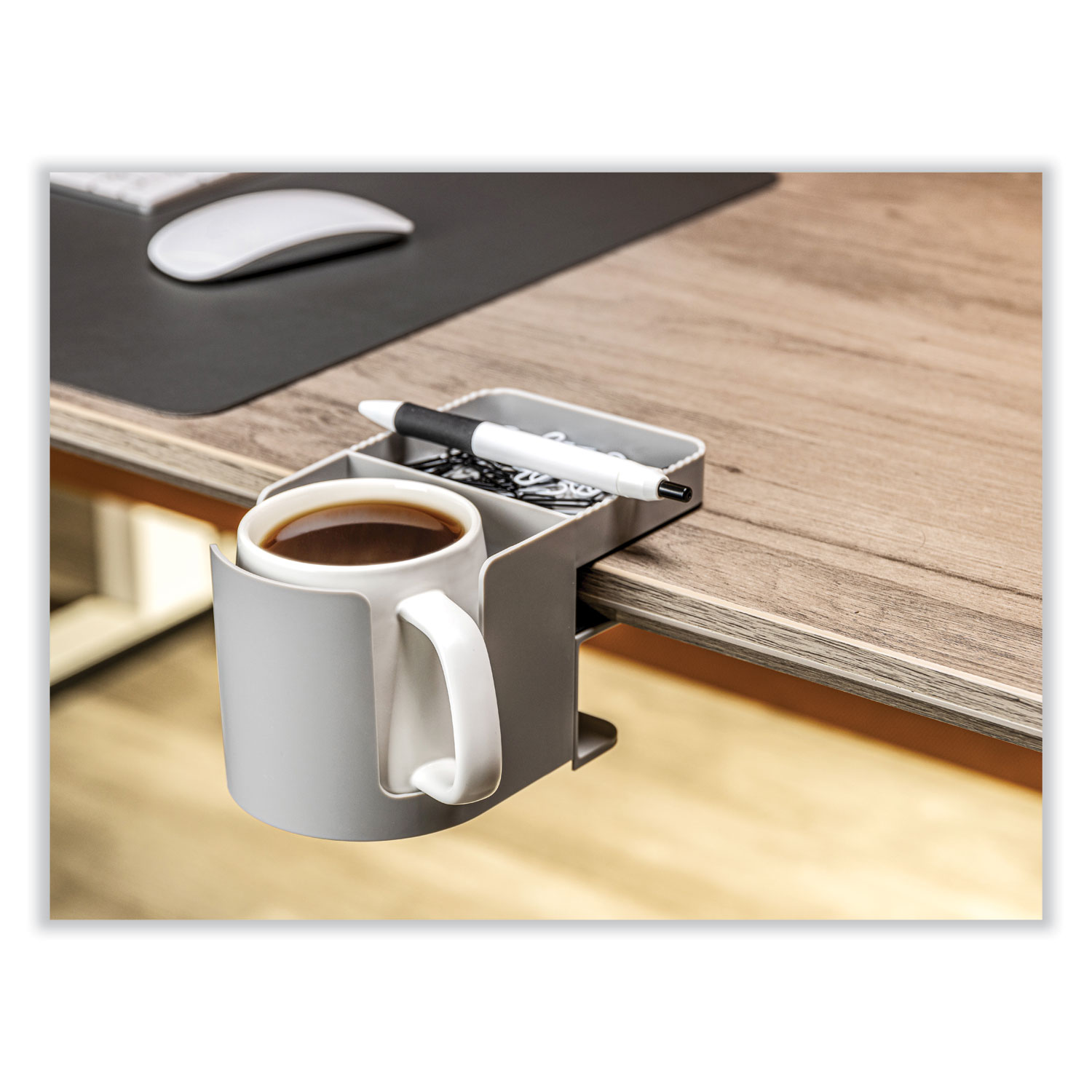 Deflecto Standing Desk Cup Holder Organizer Two Sections 3.94 x 7.04 x ...