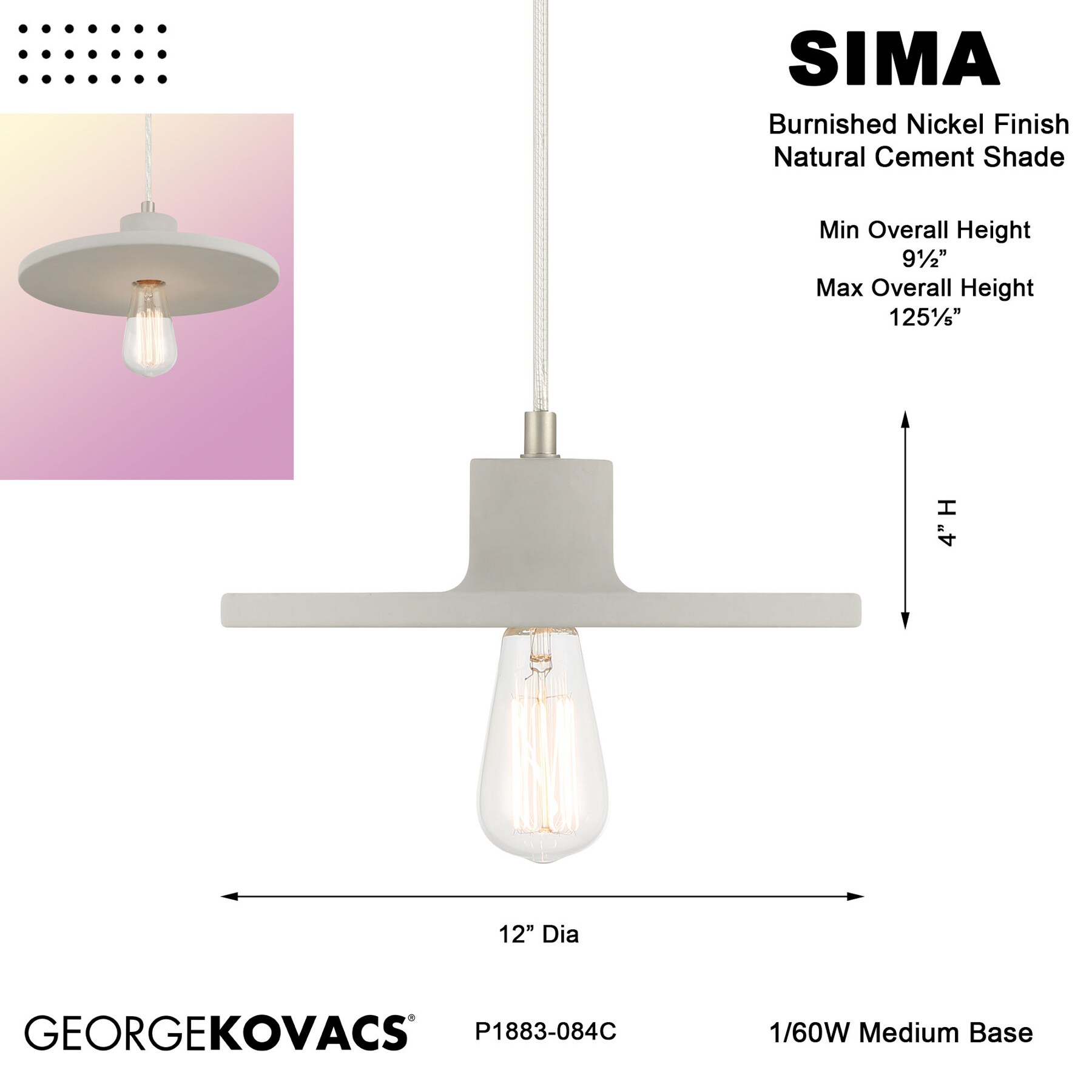 George Kovacs Sima Burnished Nickel Modern/Contemporary Bell Led ...