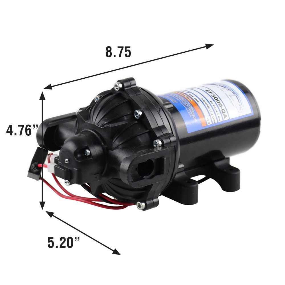 Everflo 12V 3.0GPM Diaphragm Sprayer Pump - 60 PSI Max with 3/4 in. QA ...