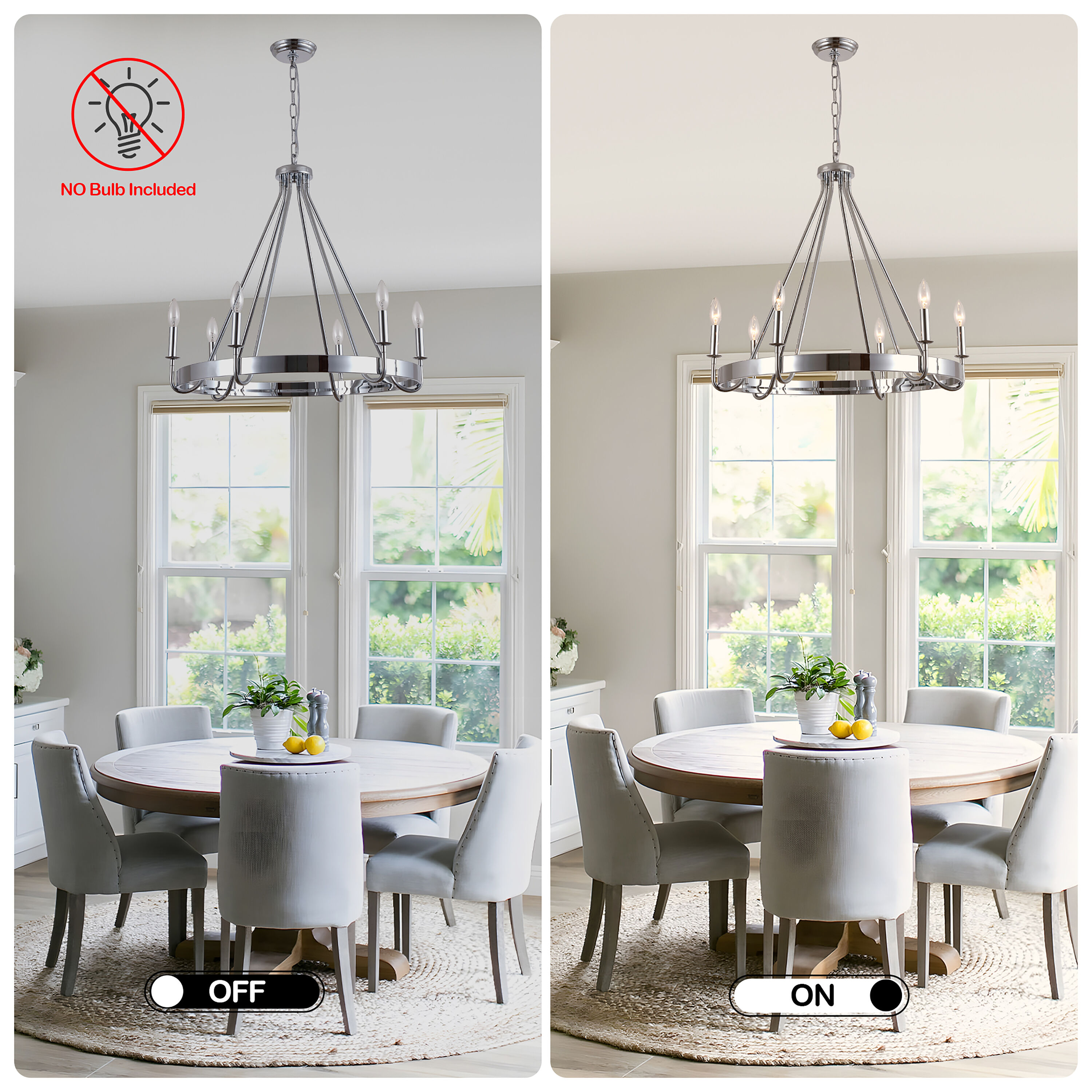 Cusp Barn Betume 6 -Light Brushed Chrome Bare bulb Metal Chandelier in ...