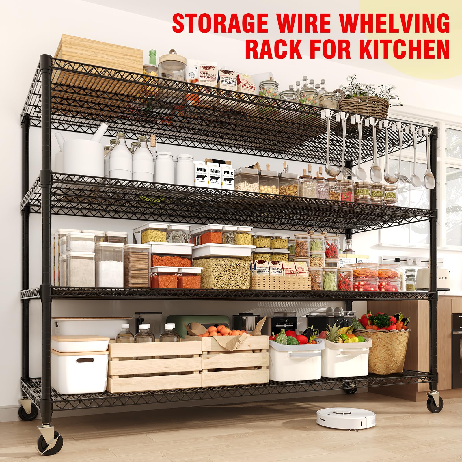 Garvee Heavy Duty Wire Shelving Unit 2640LBS Capacity 73 in H x 59 in W ...