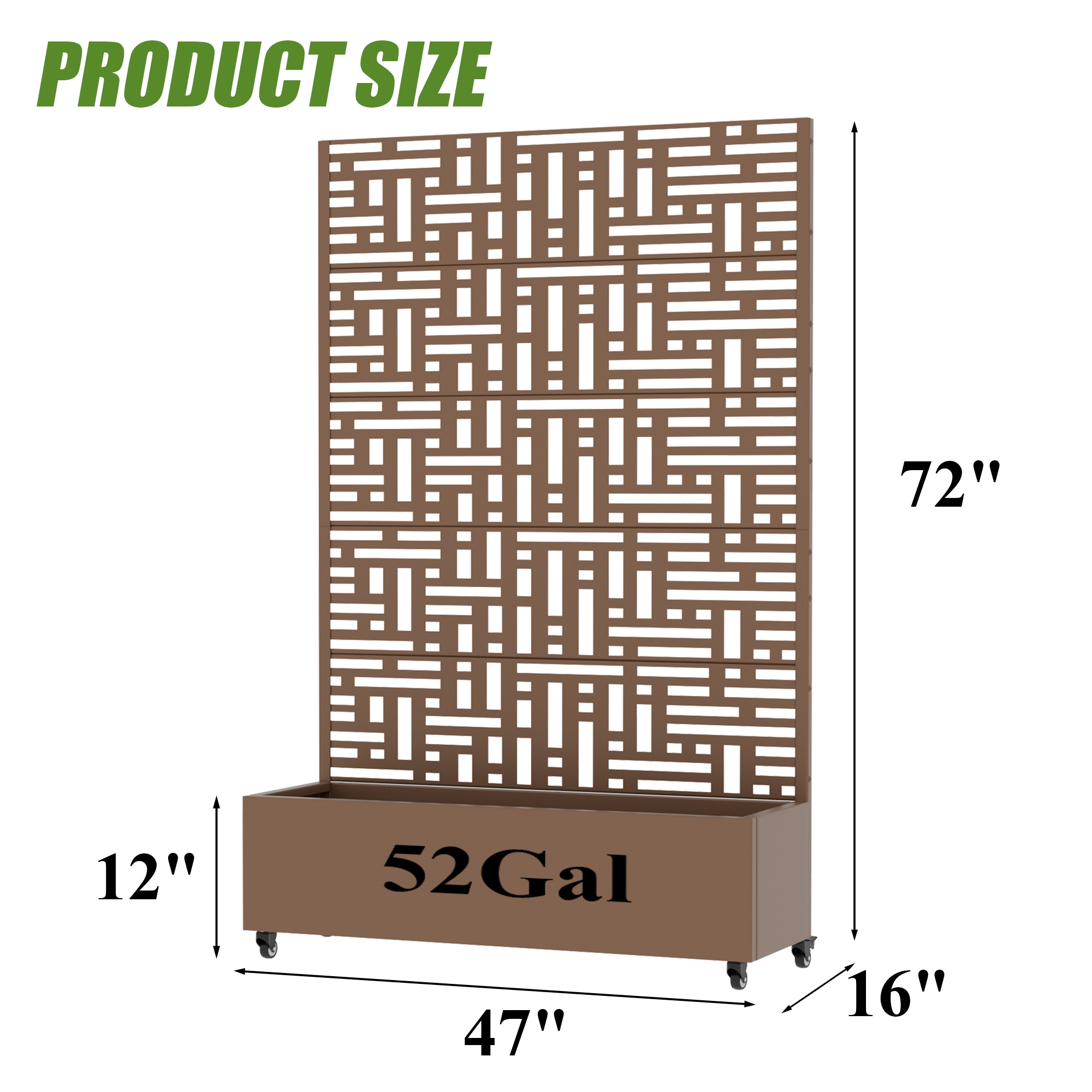 PexFix 72-in H x 47-in W Brown Metal White Rectangular Planter Box with ...