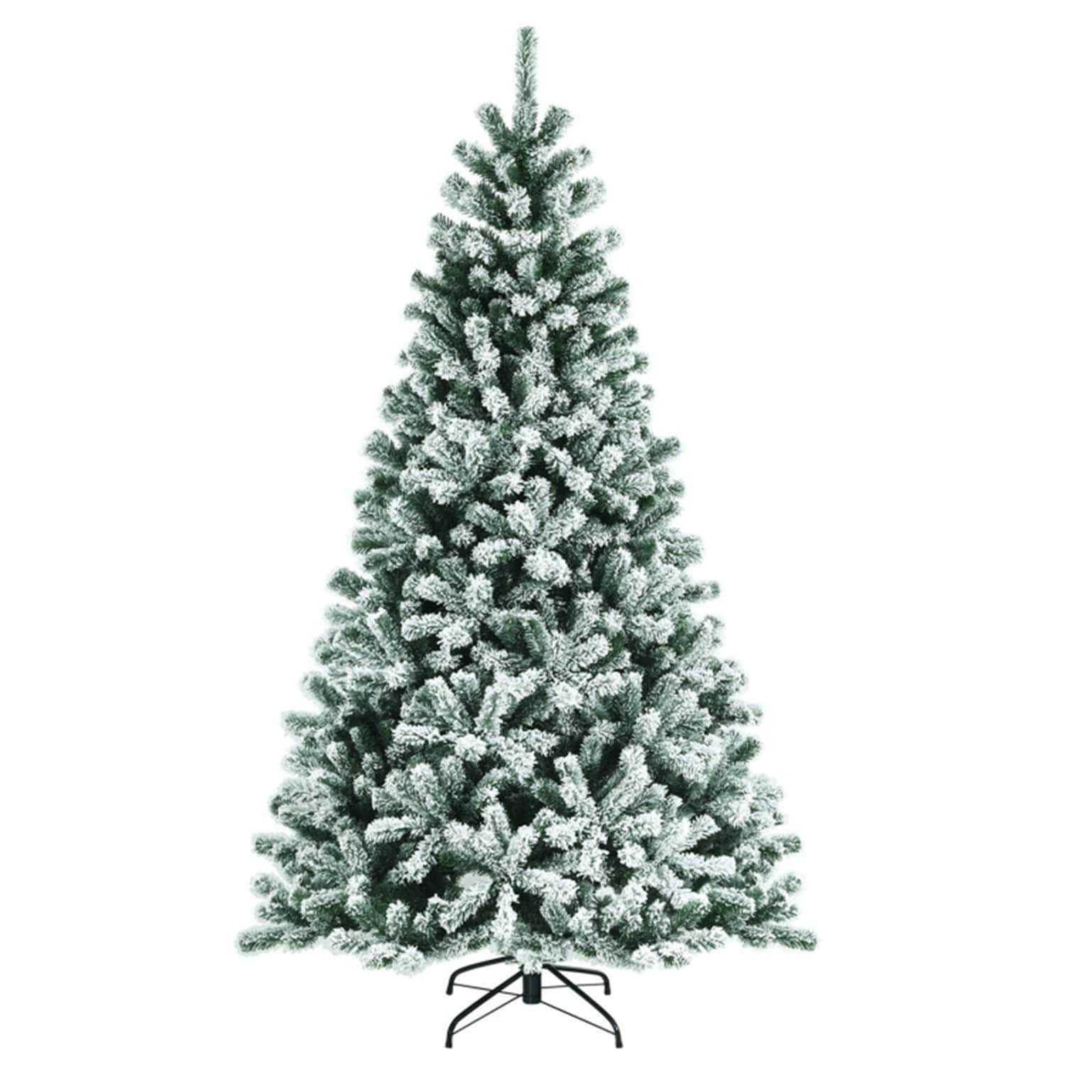 LUCKY ONE 7 Feet Pre-lit Snow Flocked Hinged Christmas Tree with 1116 ...