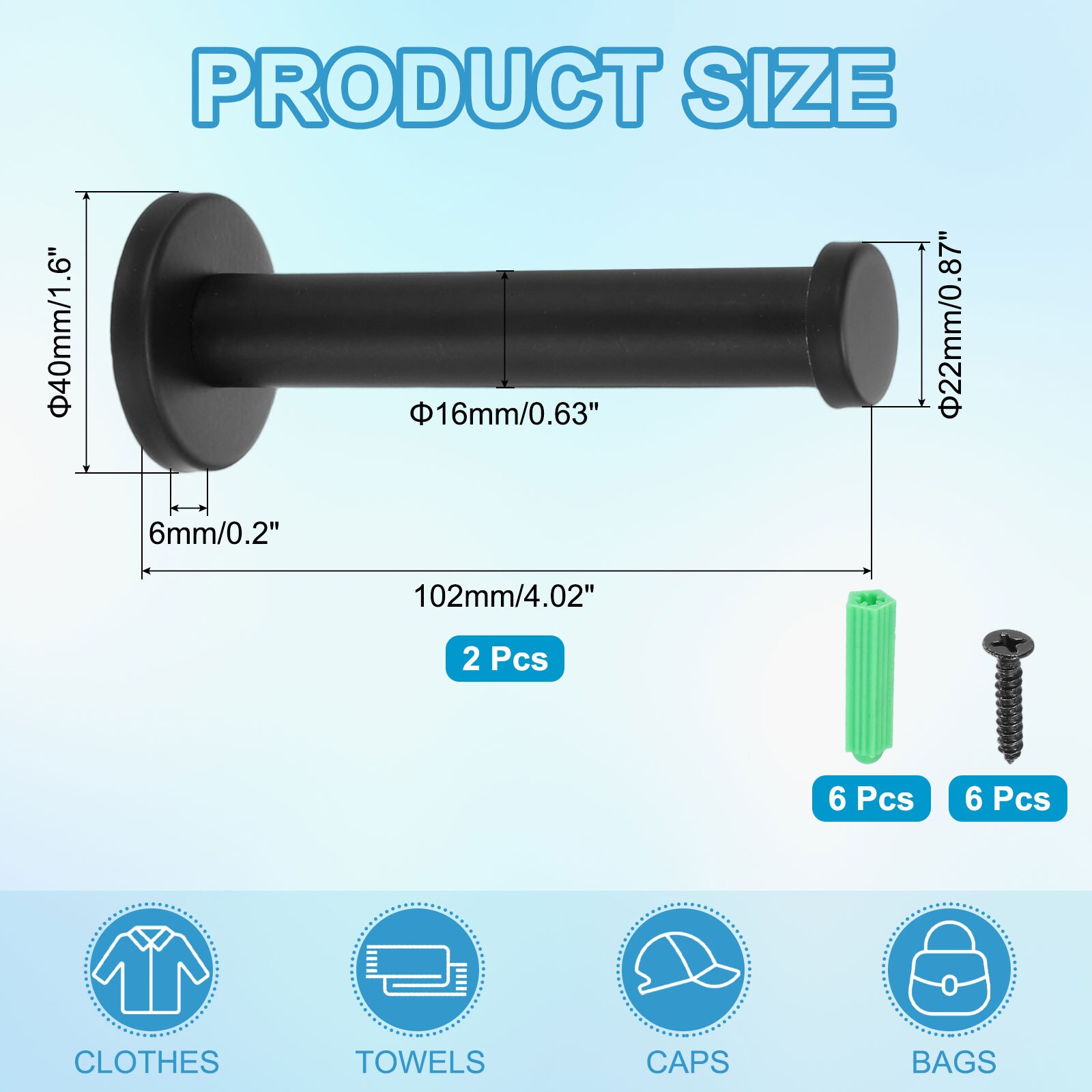 Unique Bargains 2pcs Stainless Steel Bathroom Towel Hooks 4.1x0.7 Inch ...