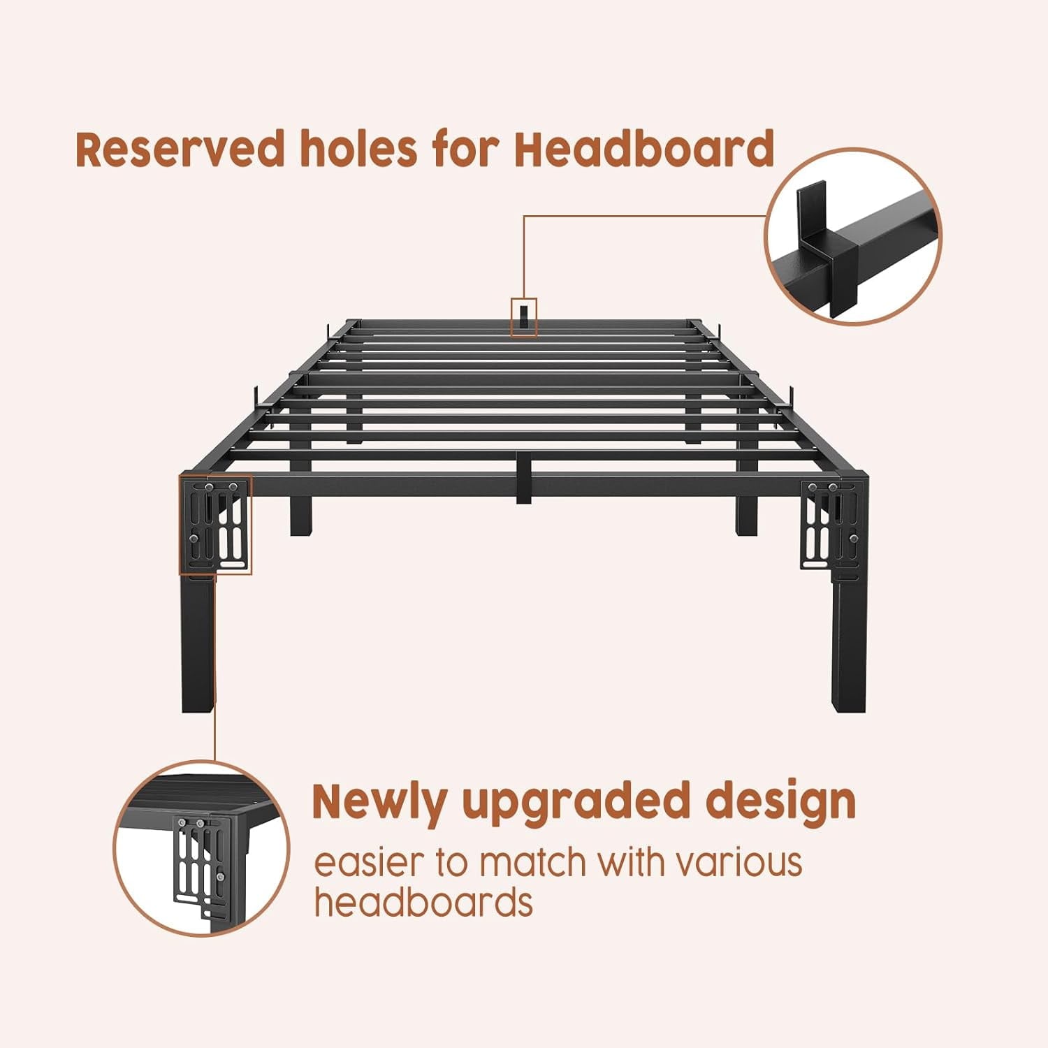 Qeetex Twin Size Bed Frame 14 Inch Metal Platform No Box Spring Needed ...