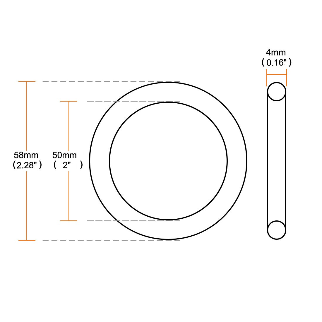 Unique Bargains Nitrile Rubber O-Rings 58mm OD 50mm ID 4mm Width Metric ...