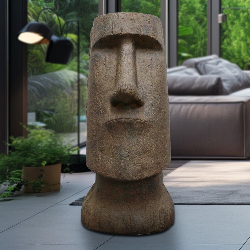 SunJet 35.6IN H Moai Inspired Statue Easter Island Head Sculpture for ...