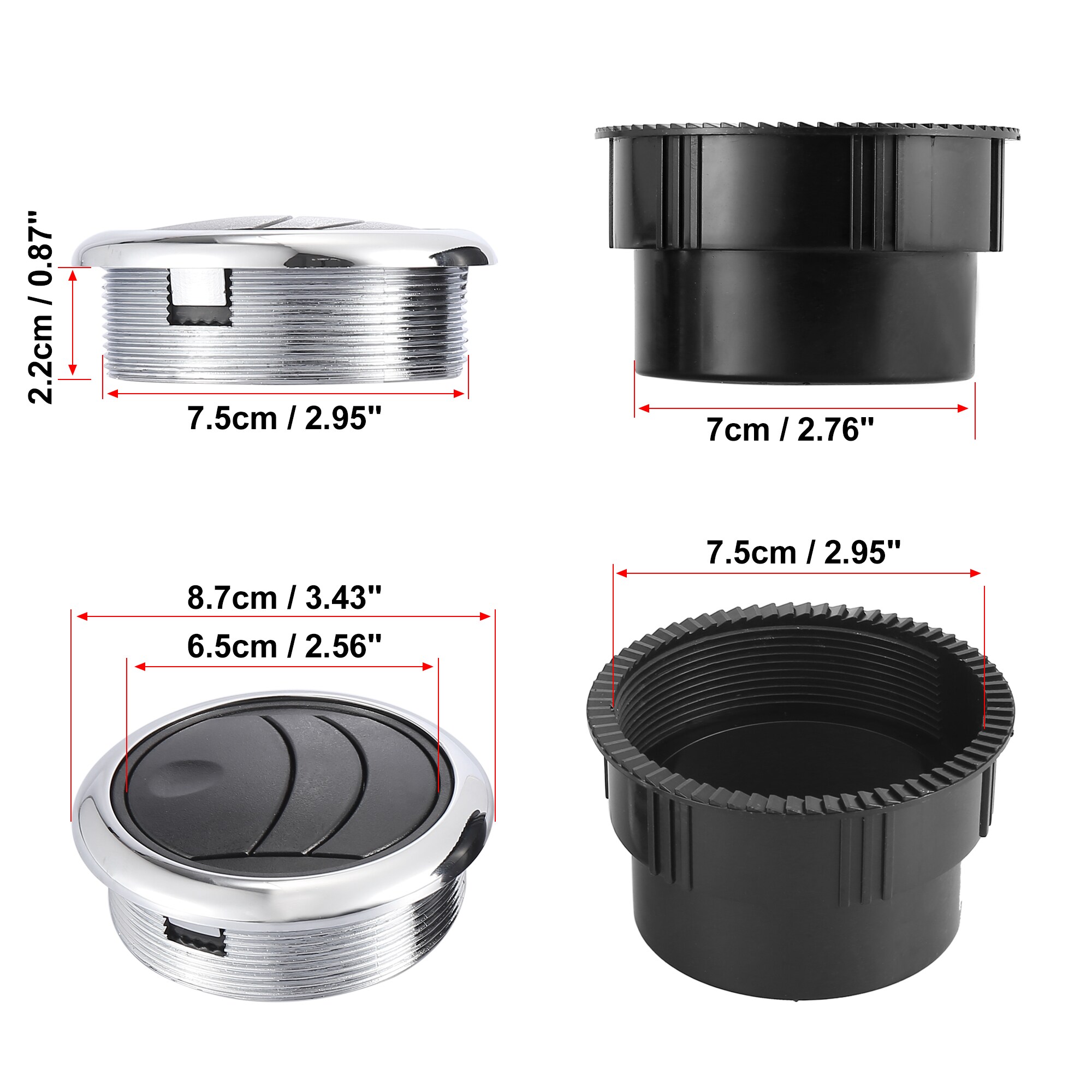 Unique Bargains 4pcs Round AC Air Outlet Vent Louvered Dashboard ...