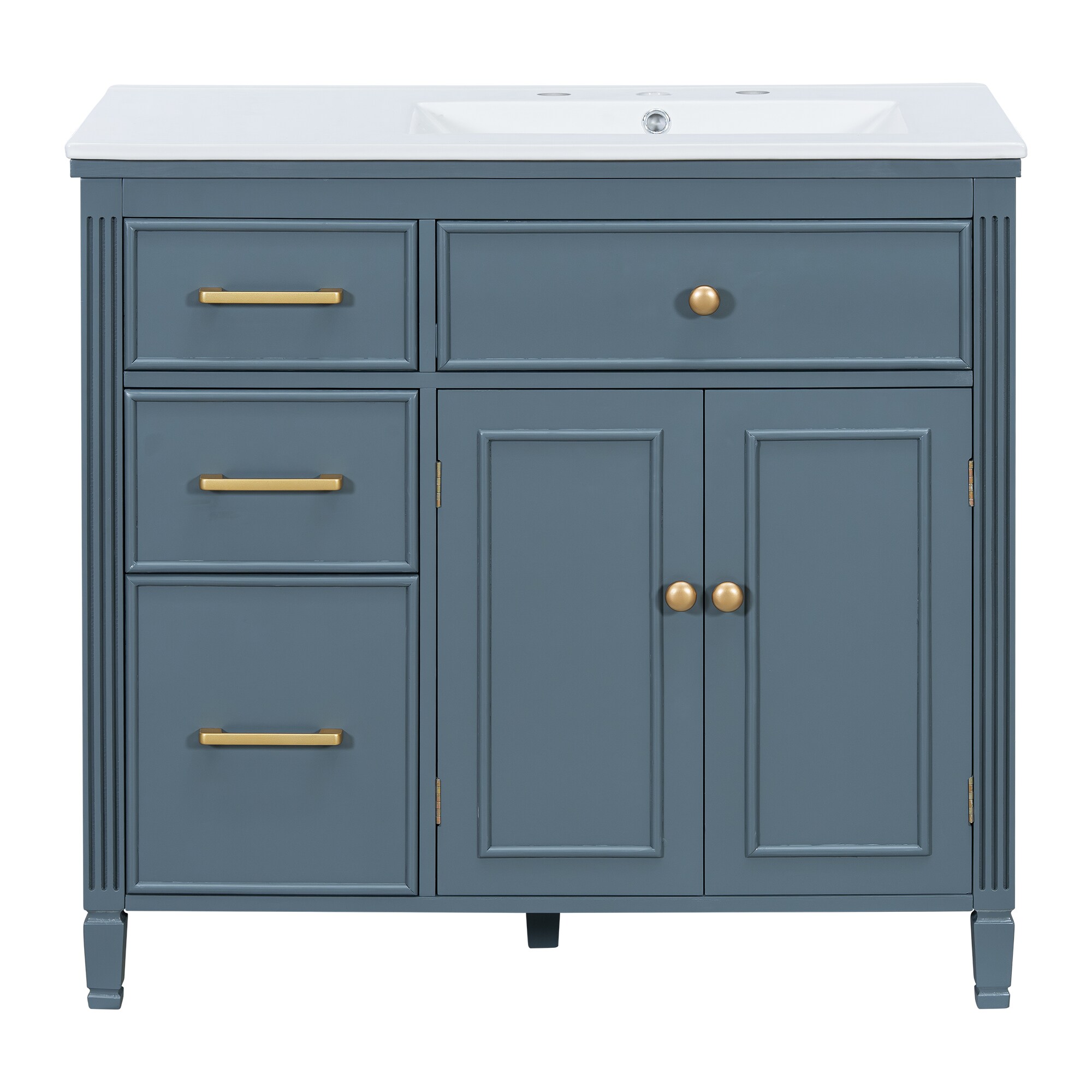 Huluwat 36 Inch Bathroom Vanity with Sink Ceramic Sink One Tip-out ...