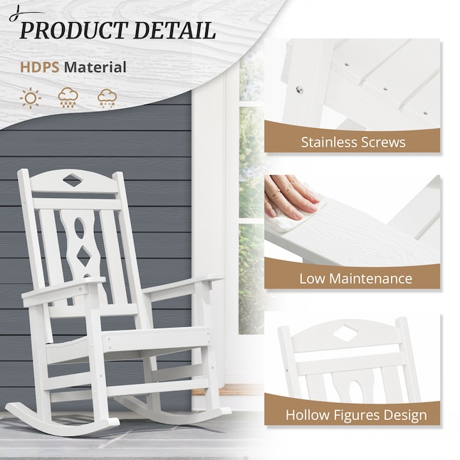 Lue Bona 2 White Hdpe Frame Rocking Chair With Solid Seat 2lb23pc0011