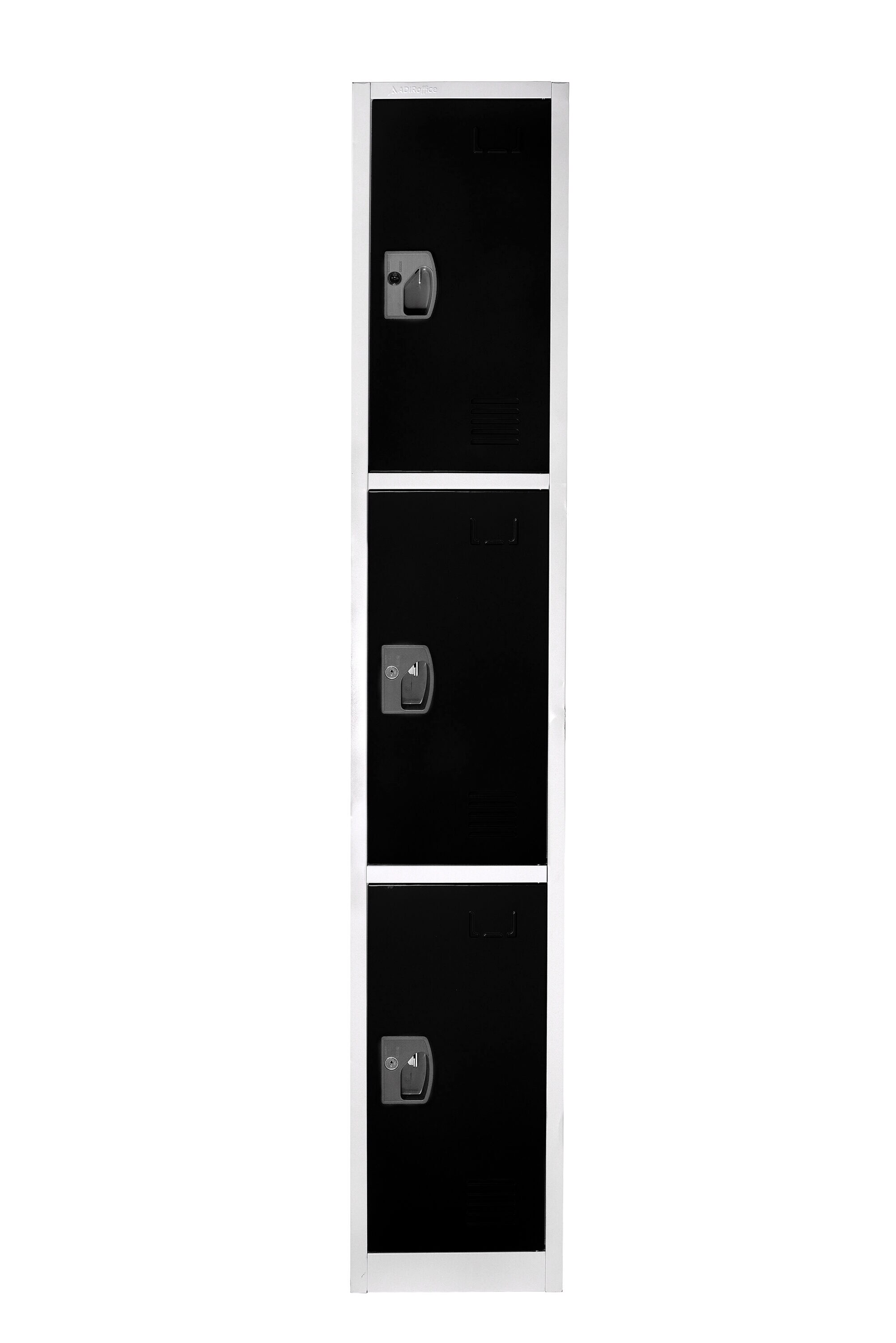 AdirOffice 48-in W x 72-in H x 12-in D Black 12-Door 3-Tier Metal Full ...