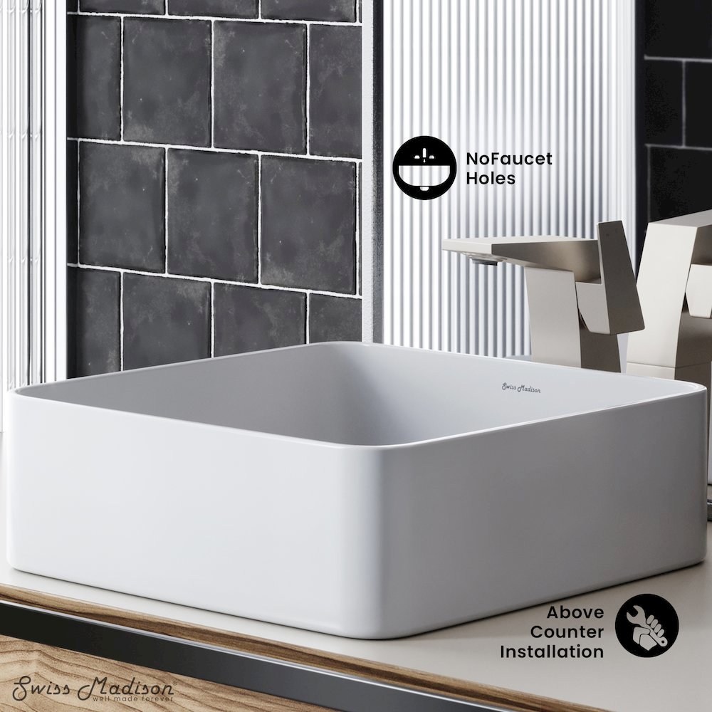 Swiss Madison Concorde Ceramic Square Vessel Sink in the Bathroom Sink ...