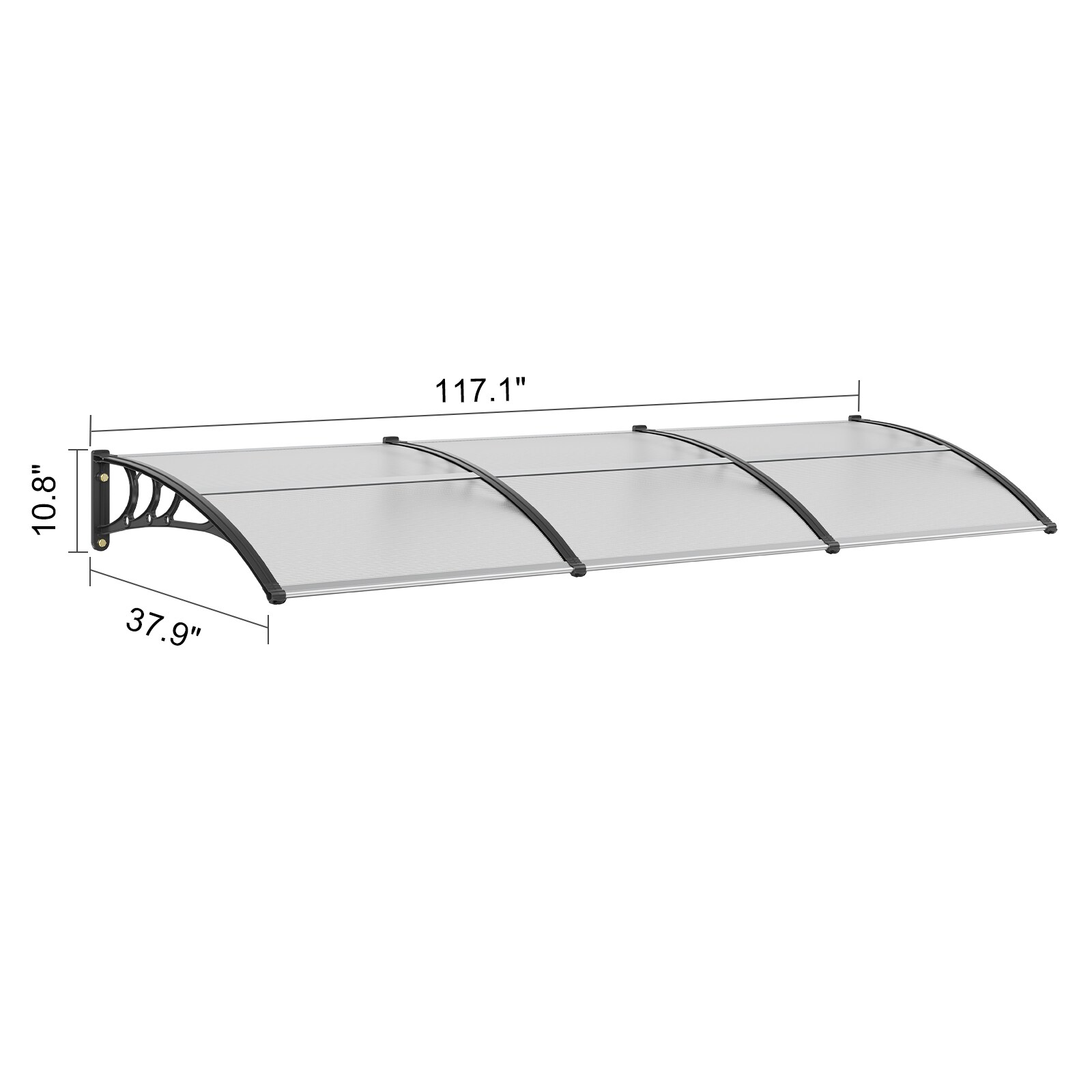GIVIMO 120 x 40-in Door and Window Awning Canopy UPF50 Plus PC Panel ...