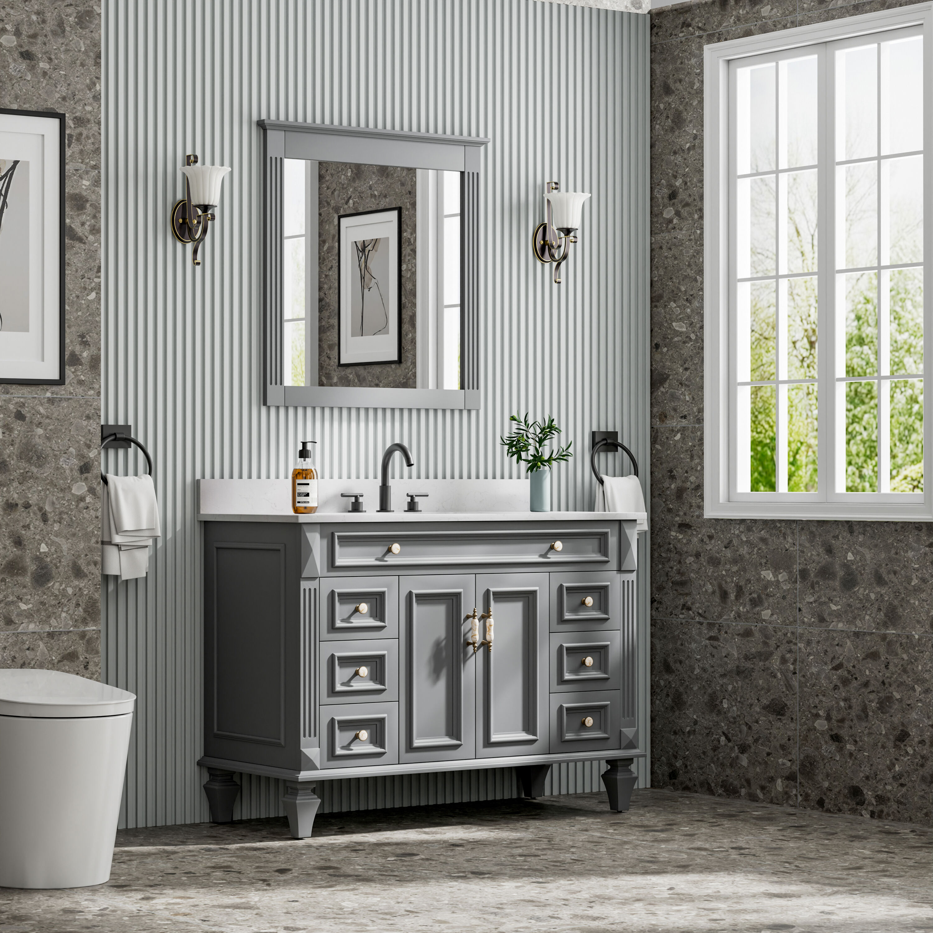 Ayelon Mirror 32-in x 33-in Framed Rectangle Bathroom Vanity Mirror ...