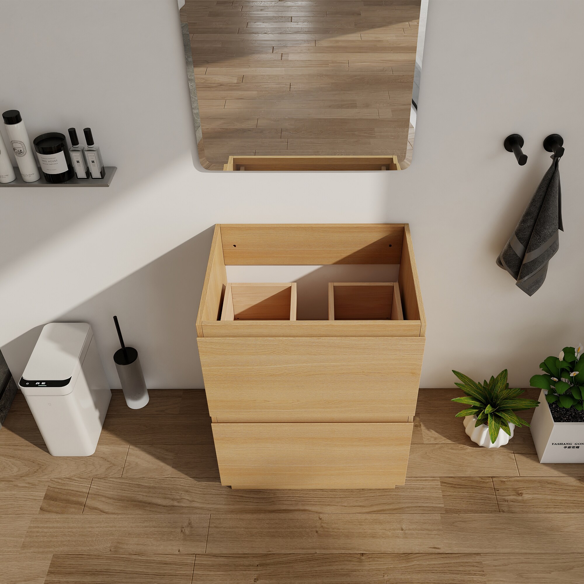 LUCKY ONE 24 inch Modern Freestanding Bathroom Vanity Base with 2 ...
