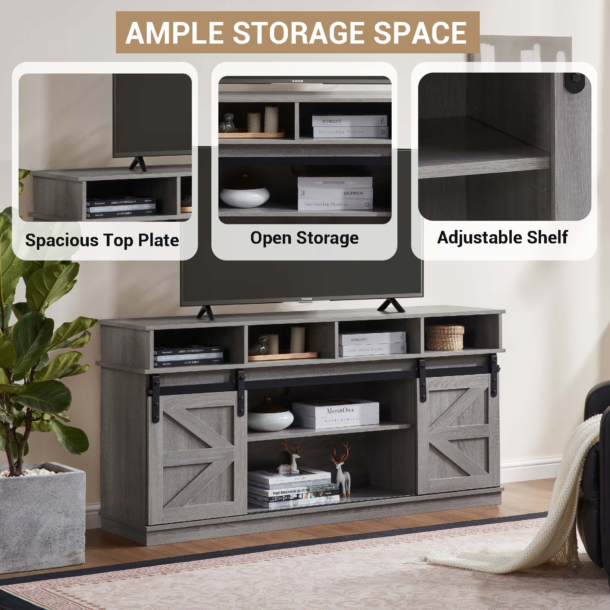 Fun Orange TV Stand Farmhouse/Rustic Gray 58-in W TV cabinet ...