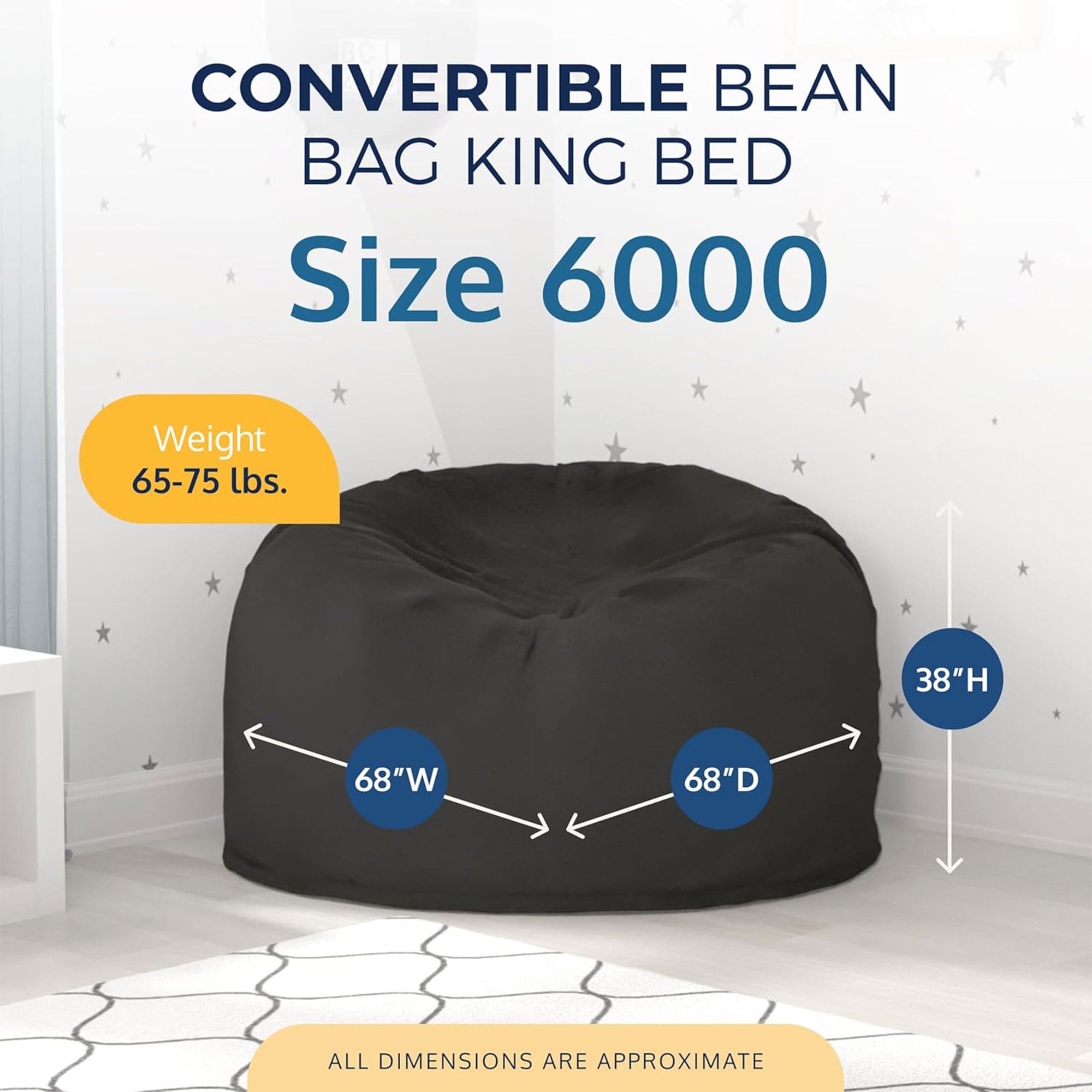 Ultimate Sack 6000 6 Foot Foam Pre Filled Fur Cover Bean Bag Chair ...